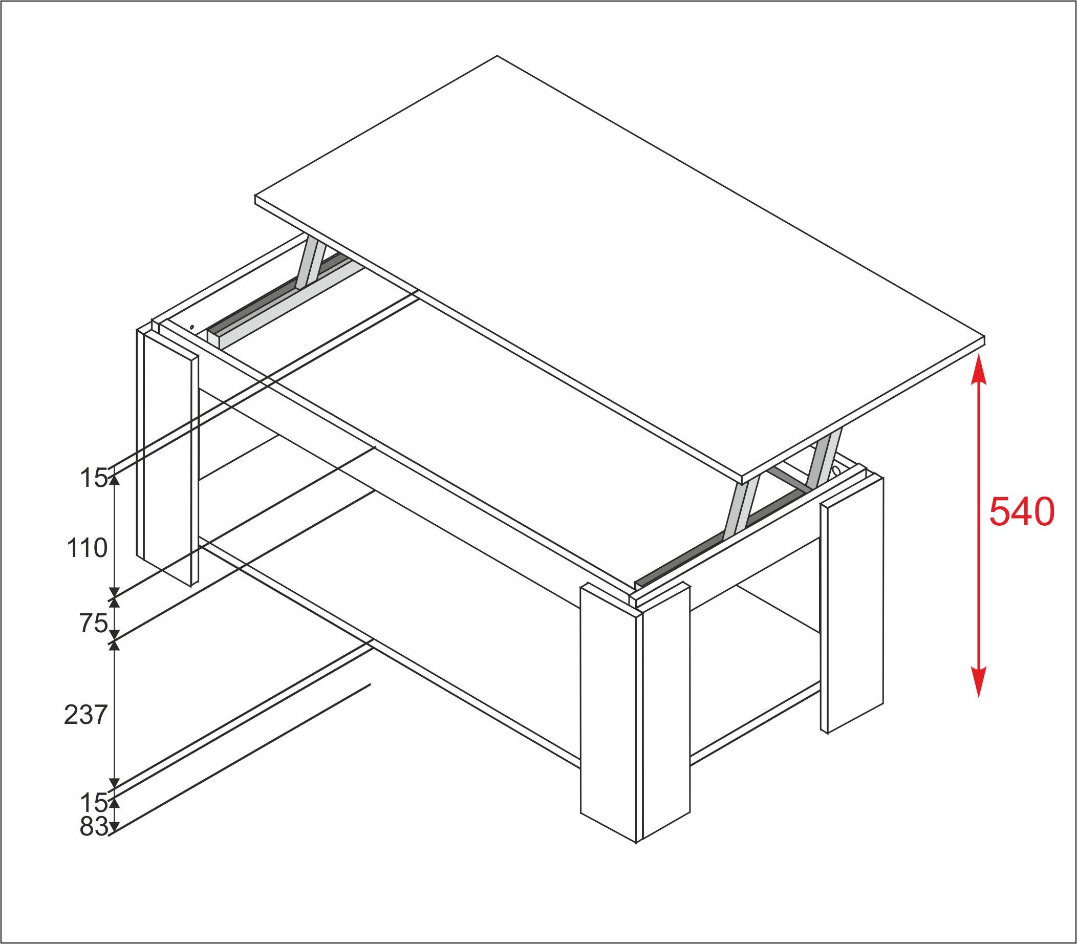 Mesa de centro elevable Flow blanco Artik 100x43/54x50cm (anchoxaltoxfondo) | Leroy Merlin