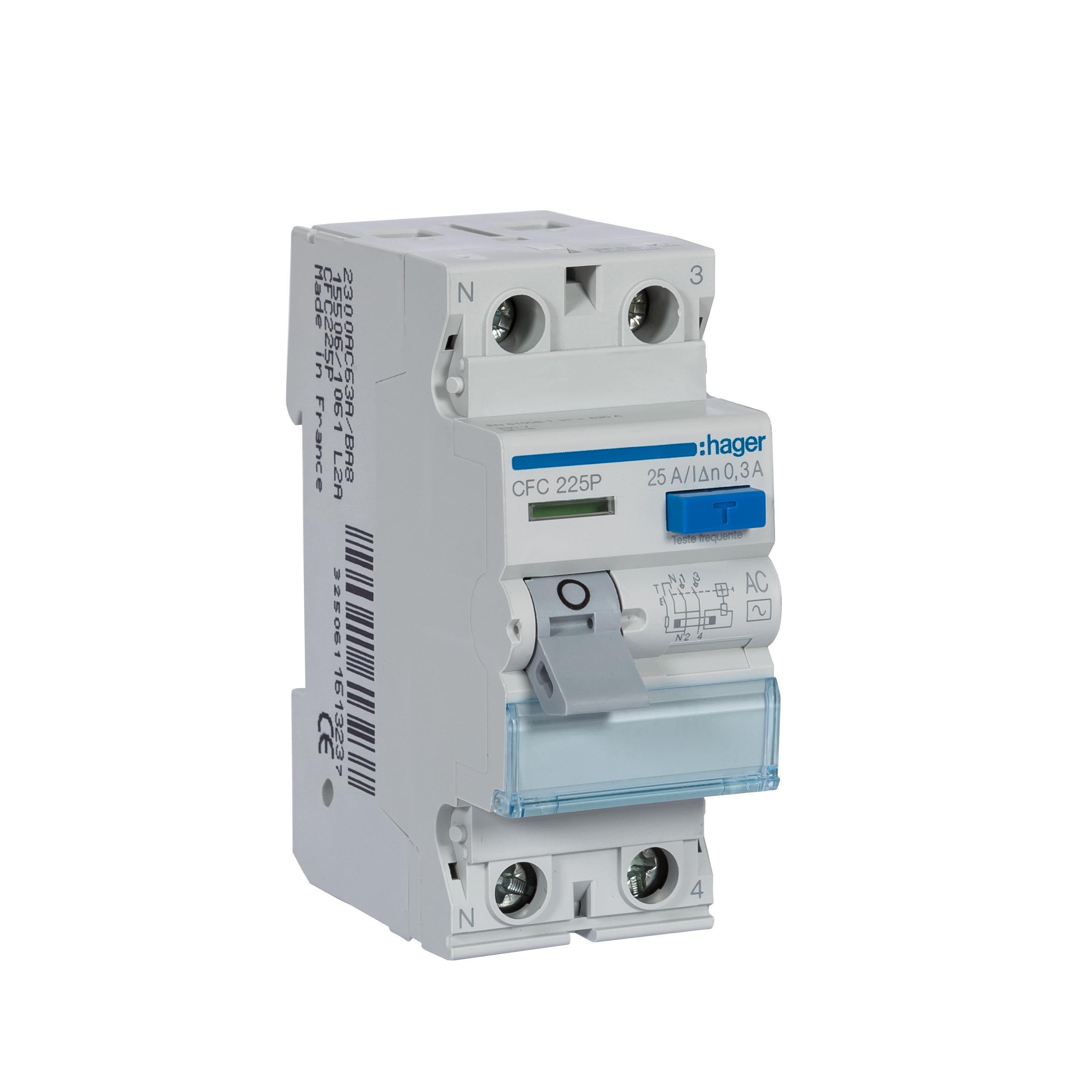 DIFERENCIAL 2P 25A 300mA AC 2 MÓDULOS HAGER | Obramat