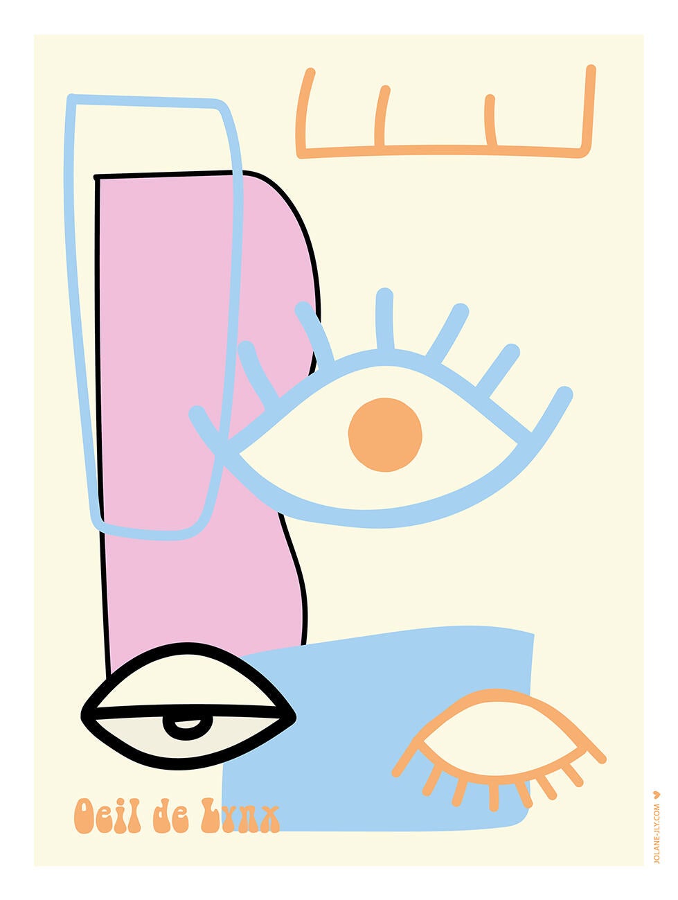 Affiche JOLANE OEIL DE LYNX, multicouleur ART CANVAS l.70 x H.50 cm ...
