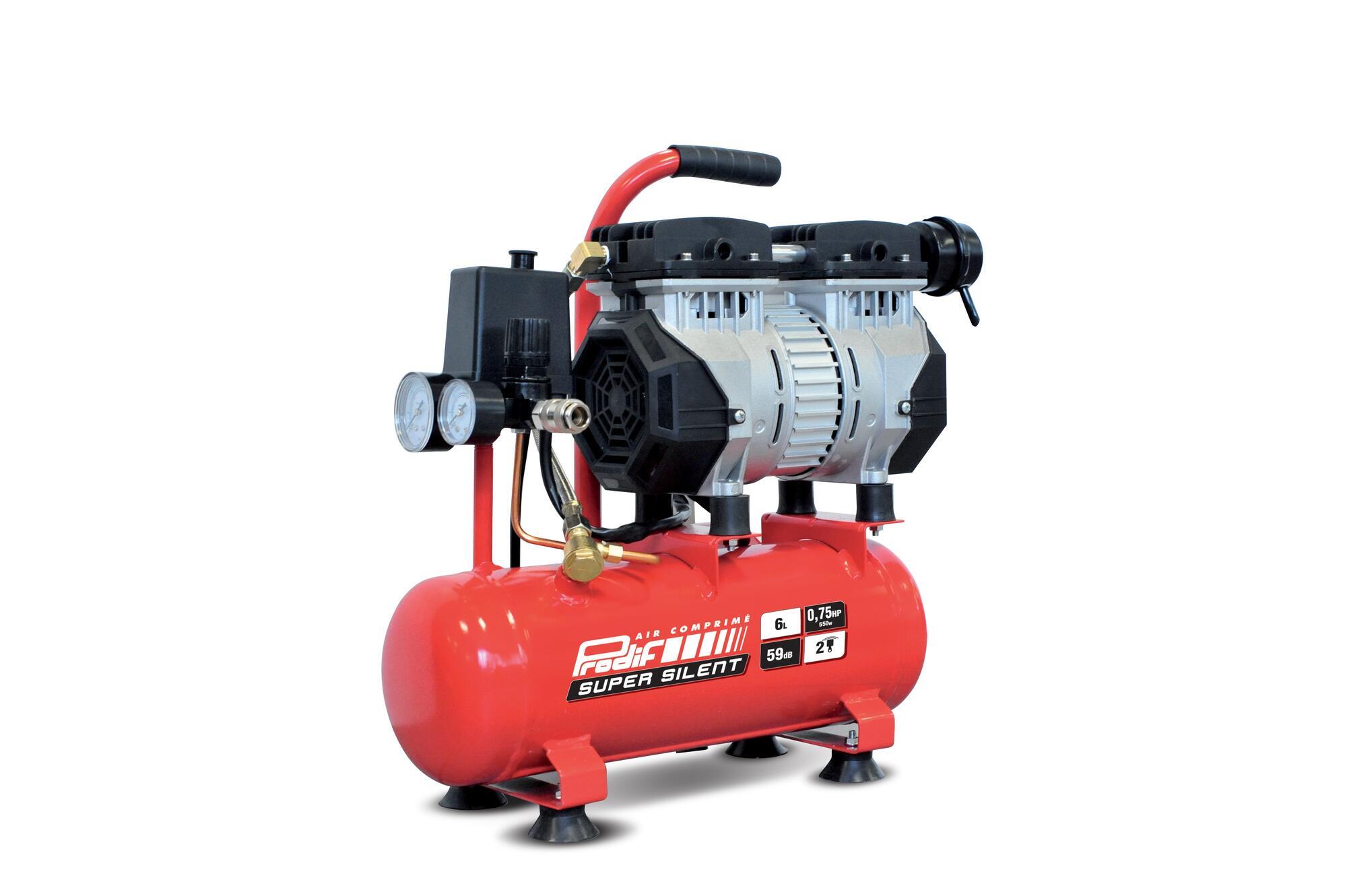 Mini compresseur 6L 0.75CV 8 barssilencieux sans huile SIL601 PRODIF ...