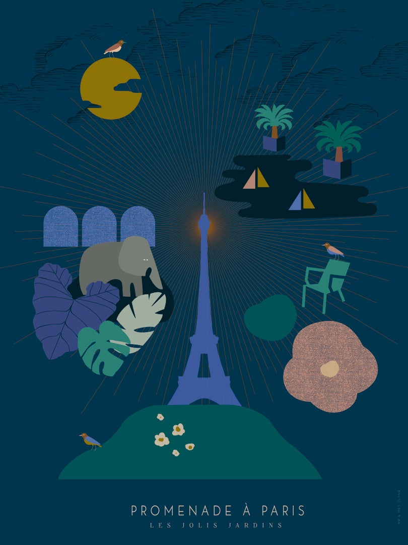 Affiche CLYNK LES JOLIS JARDINS, multicouleur ART CANVAS l.40 x H.30 cm ...