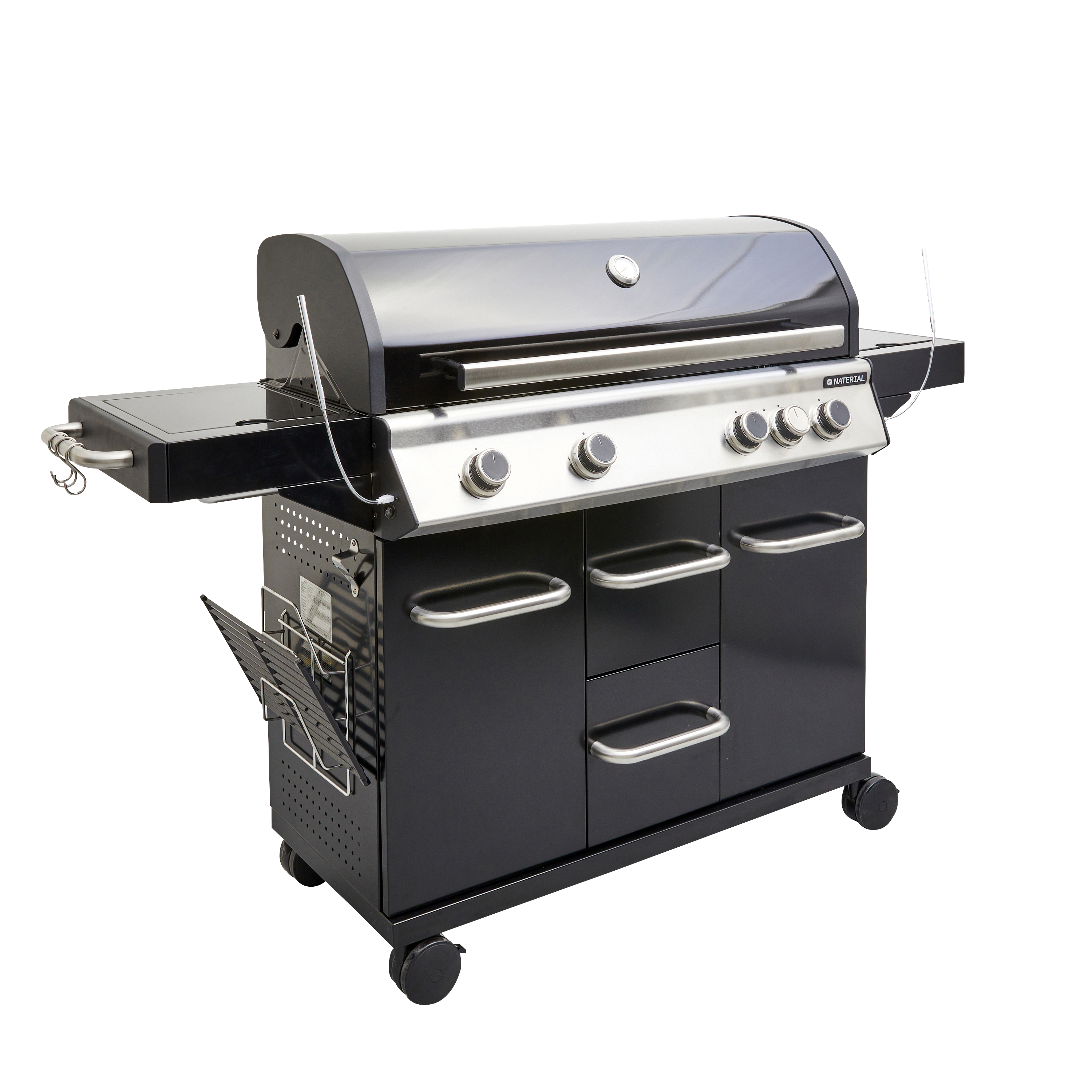 Barbecue au gaz NATERIAL Hudson XL 4B+ Rôtissoire, noir | Leroy Merlin