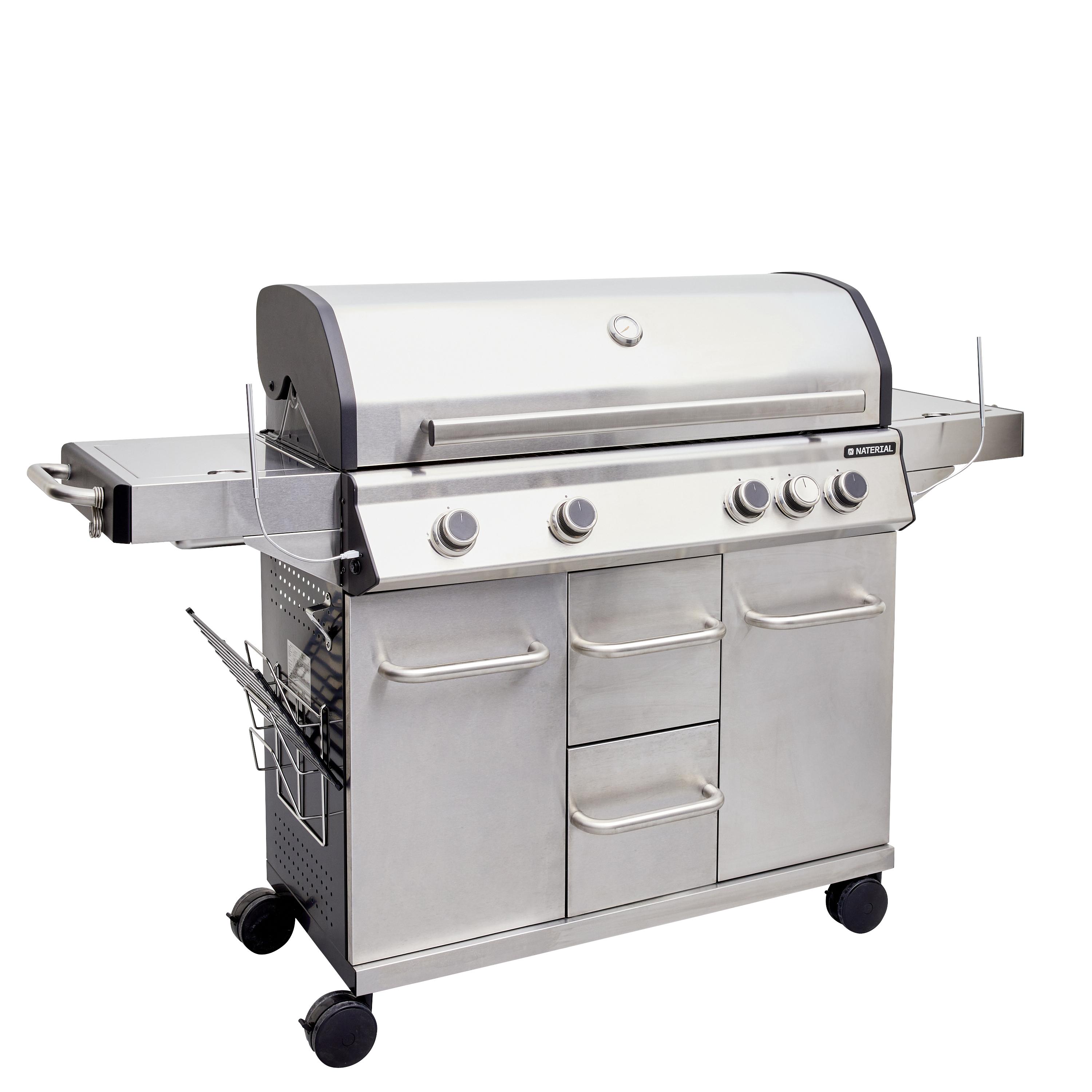 Barbecue au gaz NATERIAL Hudson XL 4B+ Rôtissoire, inox | Leroy Merlin