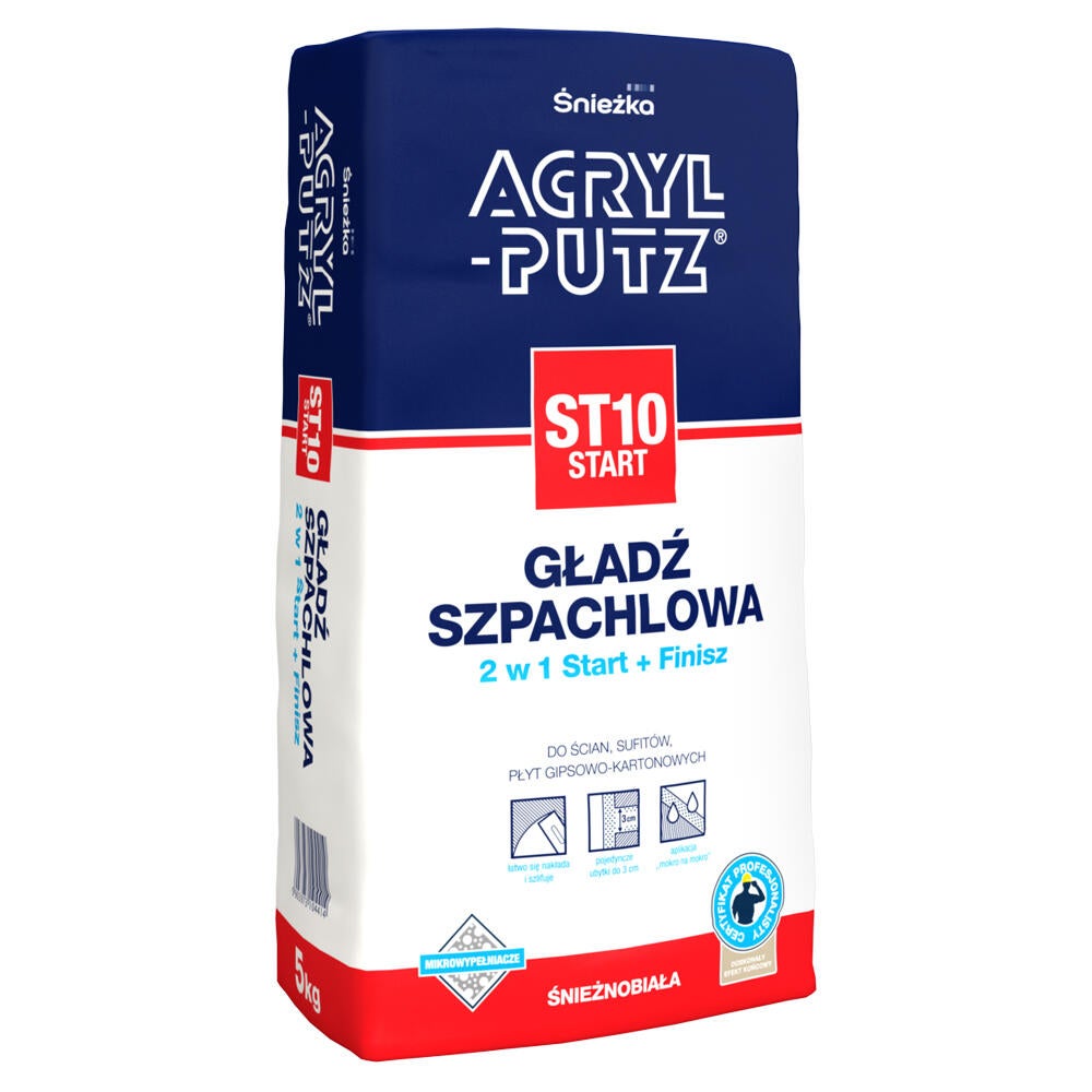 Gładź szpachlowa ACRYL-PUTZ ST10 START 5 kg ŚNIEŻKA - Leroy Merlin