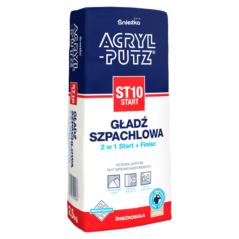 Gładź szpachlowa ACRYL-PUTZ ST10 START 2.5 kg ŚNIEŻKA - Leroy Merlin