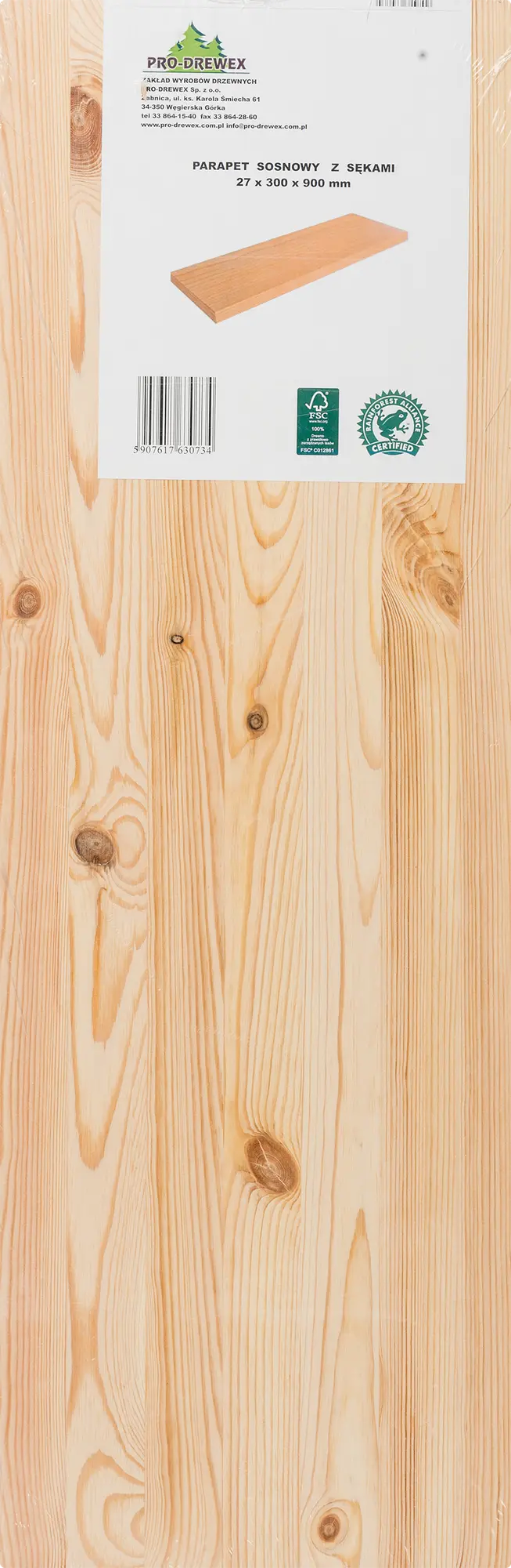 Parapet wewnętrzny drewniany sosnowy sękaty 120x25x2.7 cm - Leroy Merlin