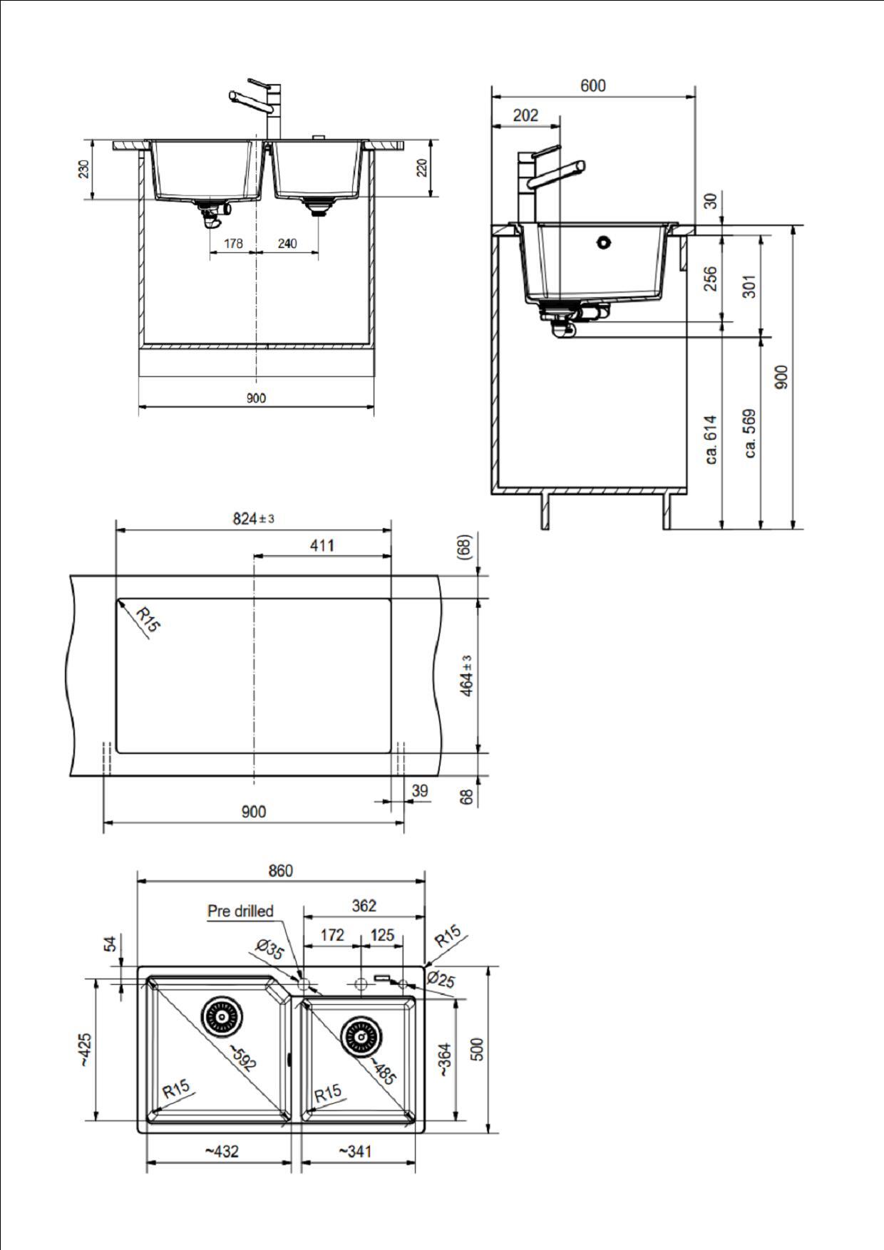Lavello integrato 1 vasca FRANKE Urban L 56 x L 50 cm | Leroy Merlin