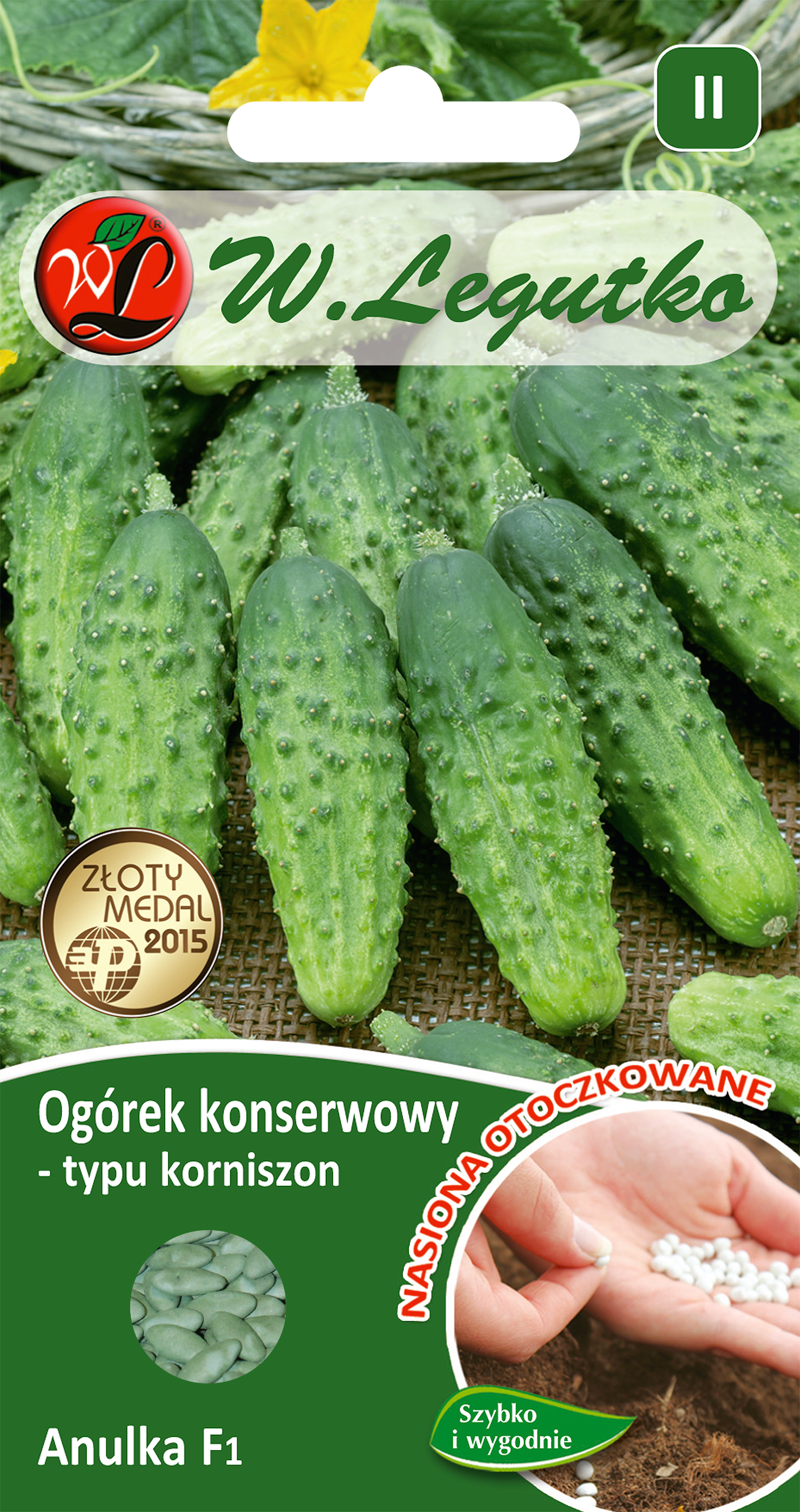 Ogórek gruntowy korniszon Anulka F1 nasiona otoczkowane 50szt. W ...