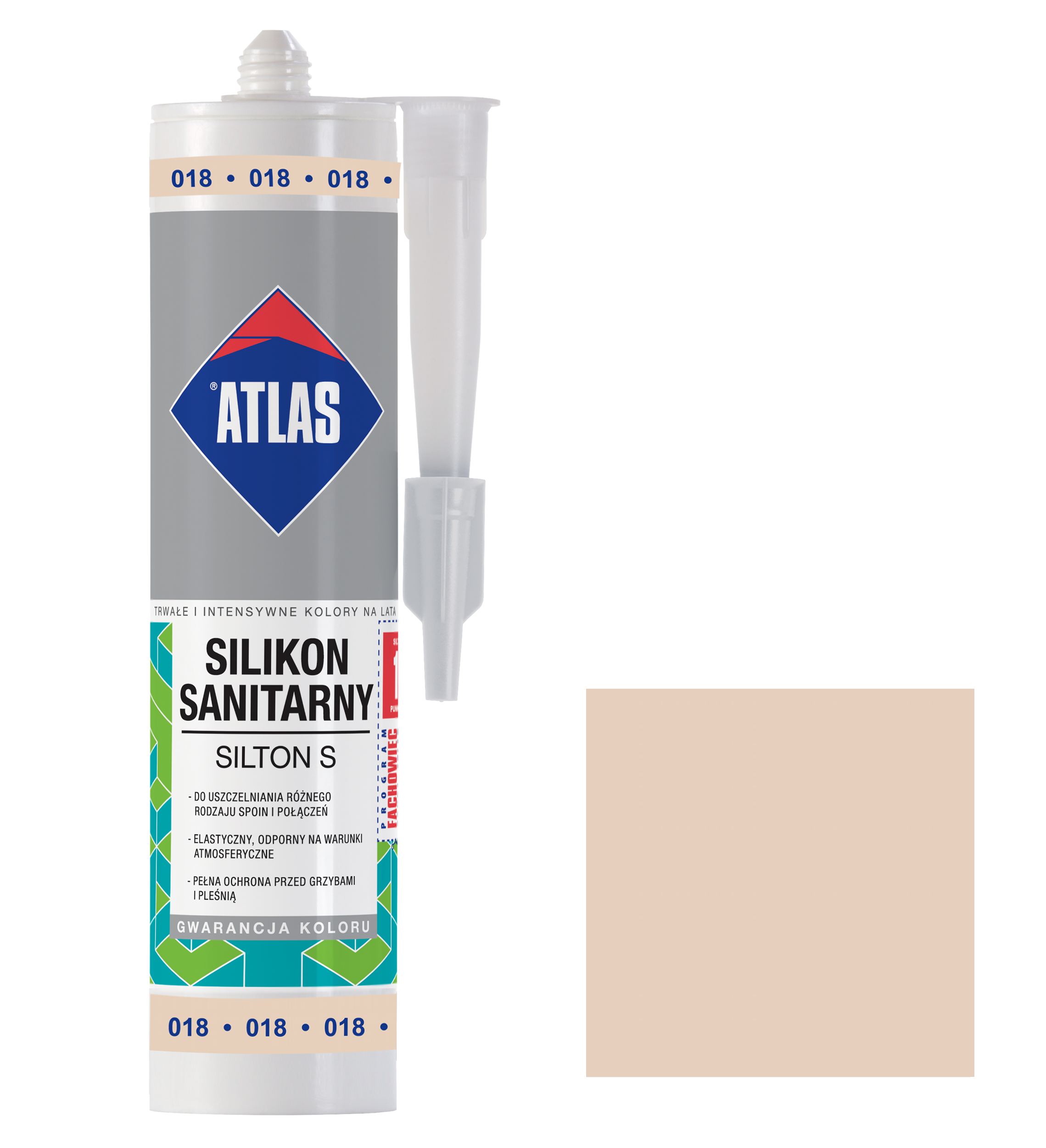 Silikon sanitarny 018 280 ml Beżowy pastelowy Atlas - Leroy Merlin