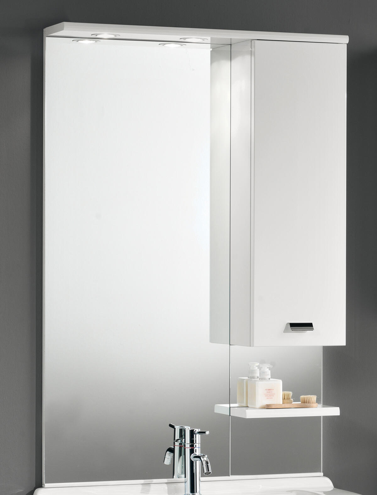 Specchio Contenitore Con Illuminazione Rimini lucido bianco L 70 x H ...
