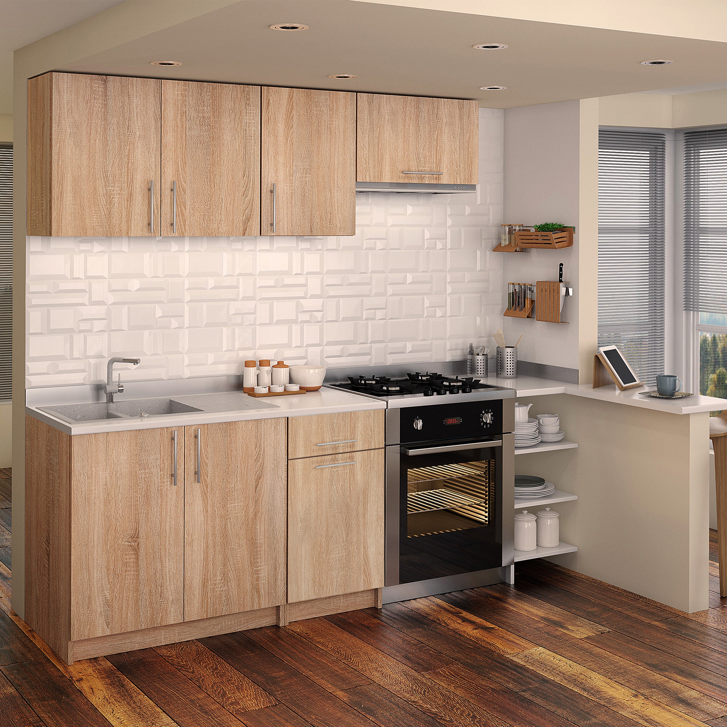 Zestaw mebli kuchennych Dalia 5 el. 180 cm kolor dąb sonoma - Leroy Merlin