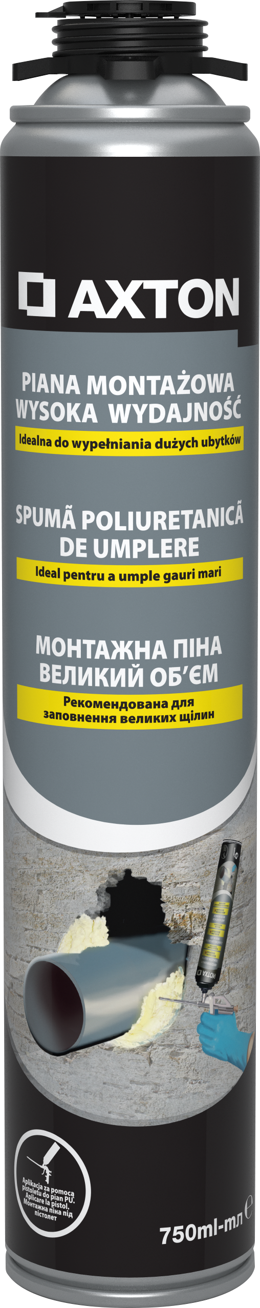 Pianka poliuretanowa pistoletowa 750 ml Wysoka wydajność AXTON - Leroy Merlin