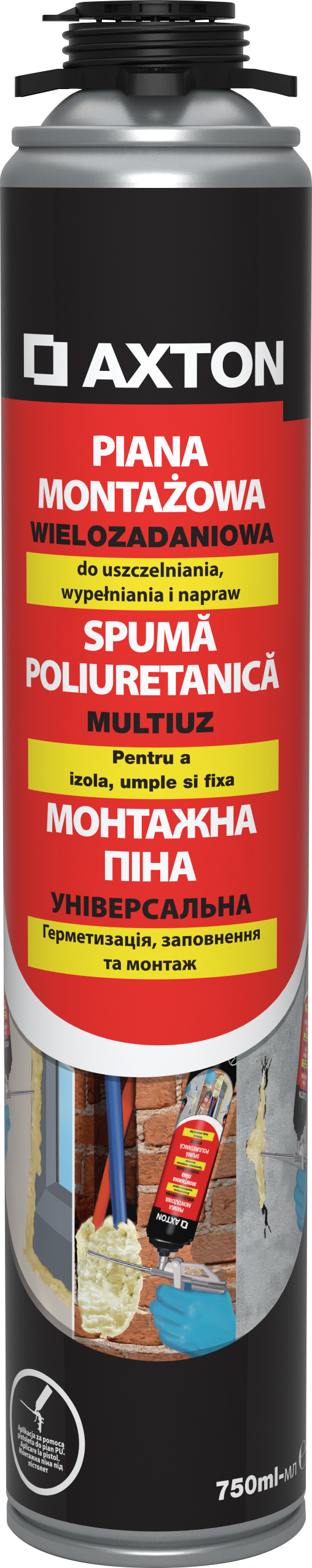 Pianka poliuretanowa WIELOZADANIOWA pistoletowa 750 ml AXTON - Leroy Merlin