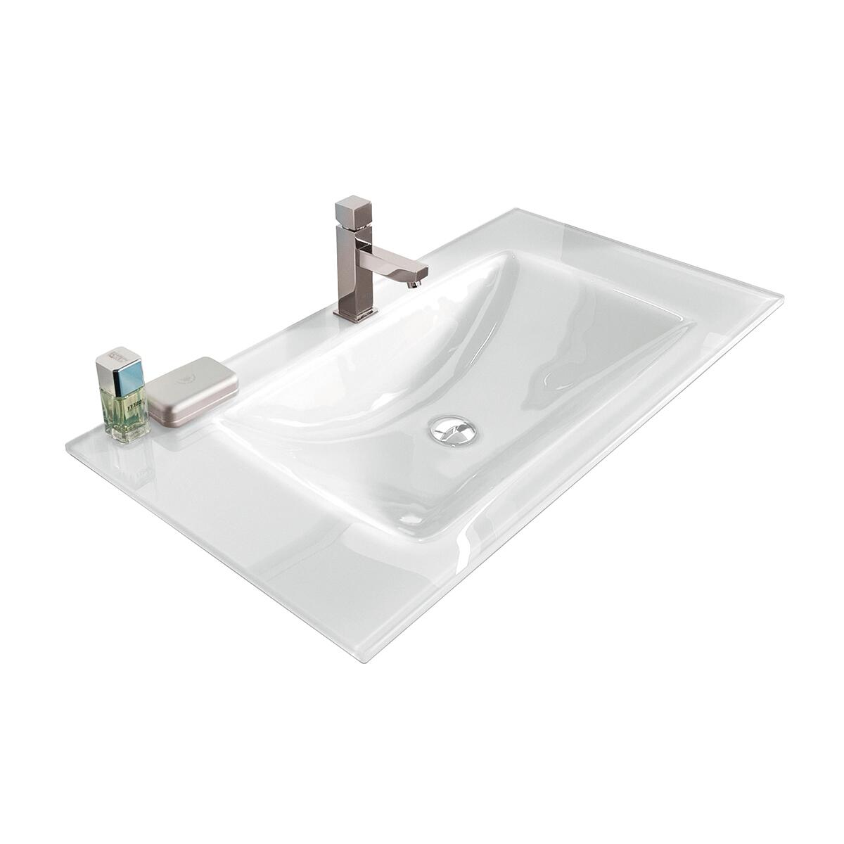 Lavabo integrale a incasso rettangolare lavabo L 90 x H 14 x P 46 cm in ...