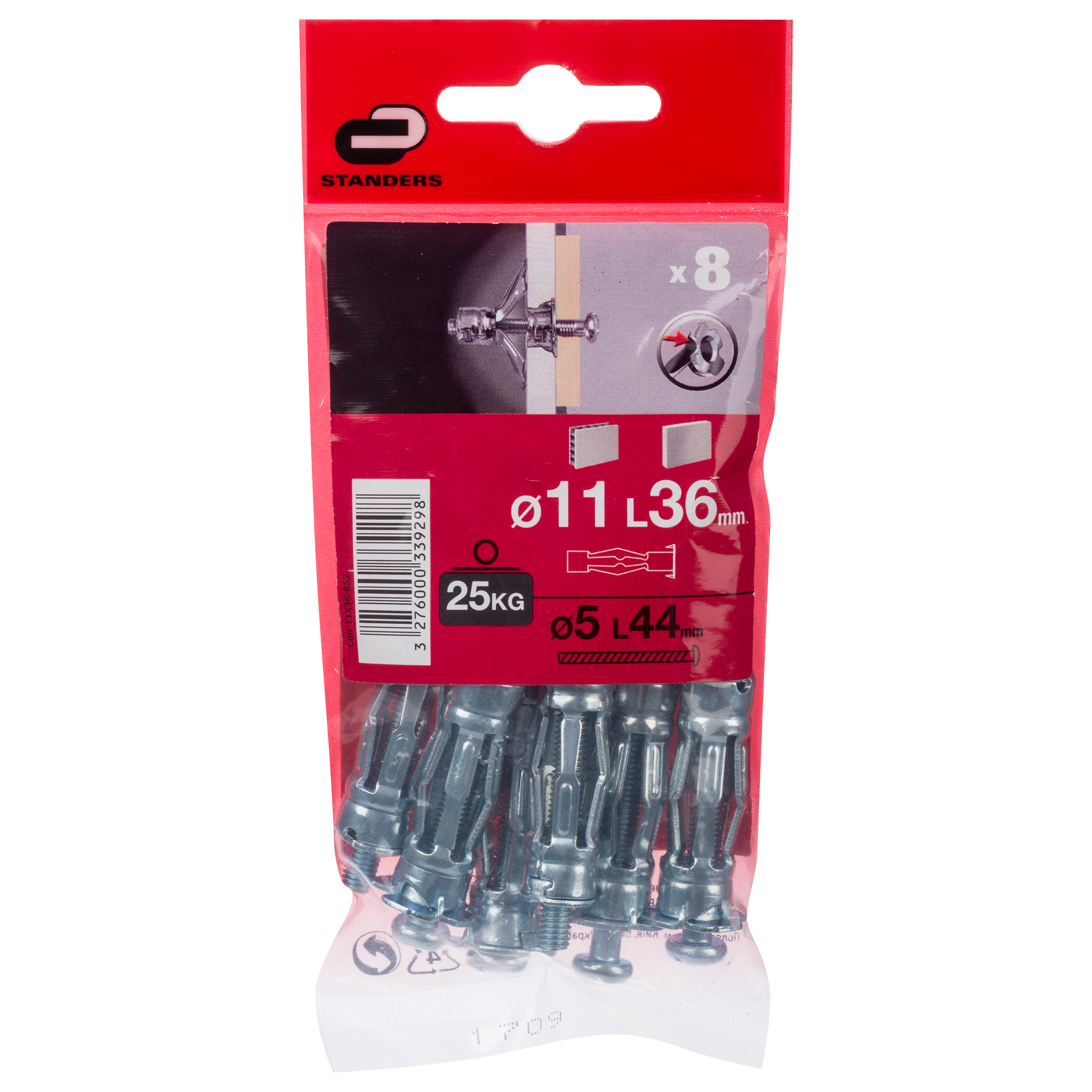 Surtido de 8 tacos de acero para pared hueca ø 11 x L. 36 mm | Leroy Merlin