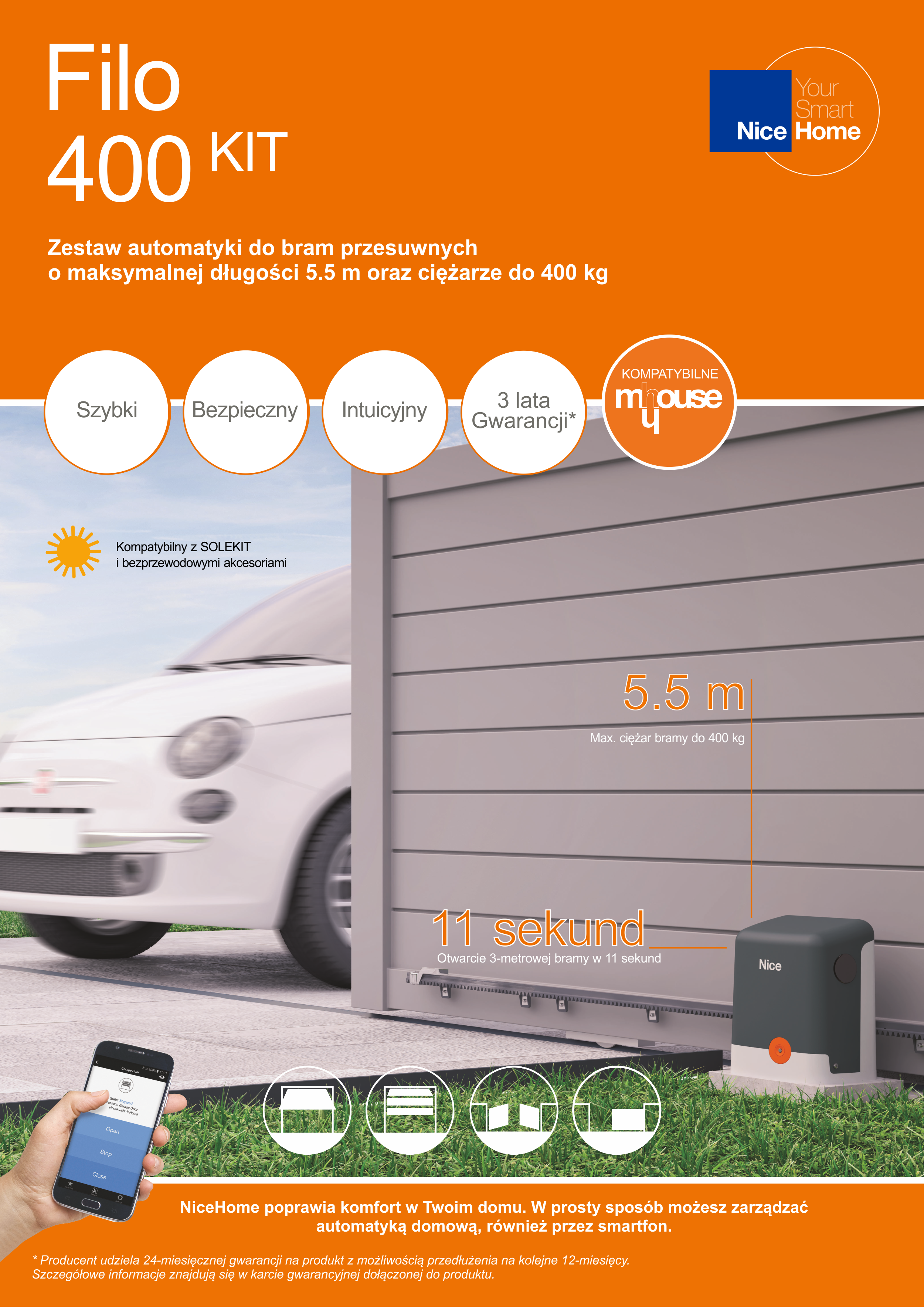 Napęd bramy przesuwnej FILO400 NICE HOME - Leroy Merlin