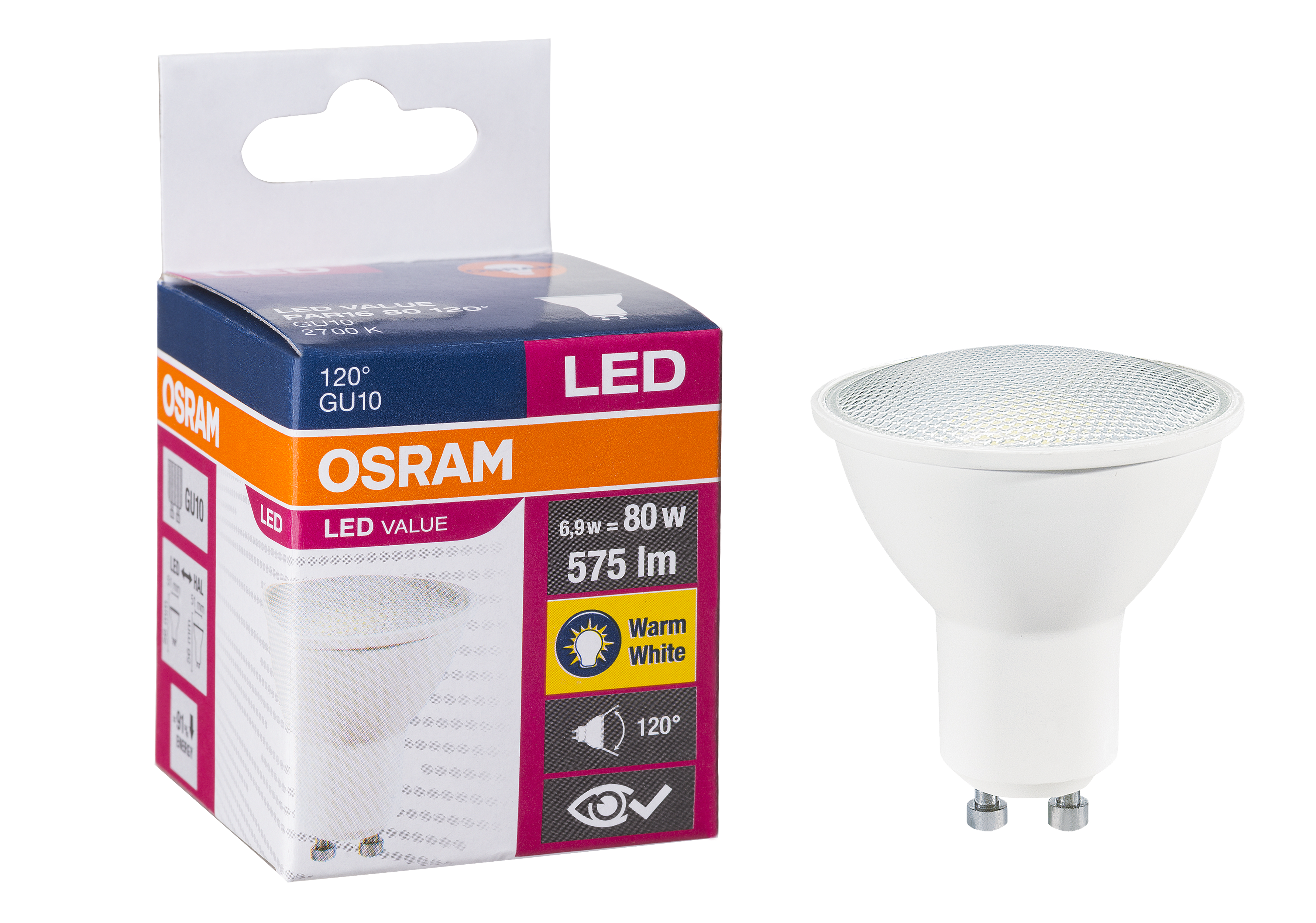 Żarówka LED GU10 (230 V) 6,9W 575 lm Ciepła biel OSRAM - Leroy Merlin