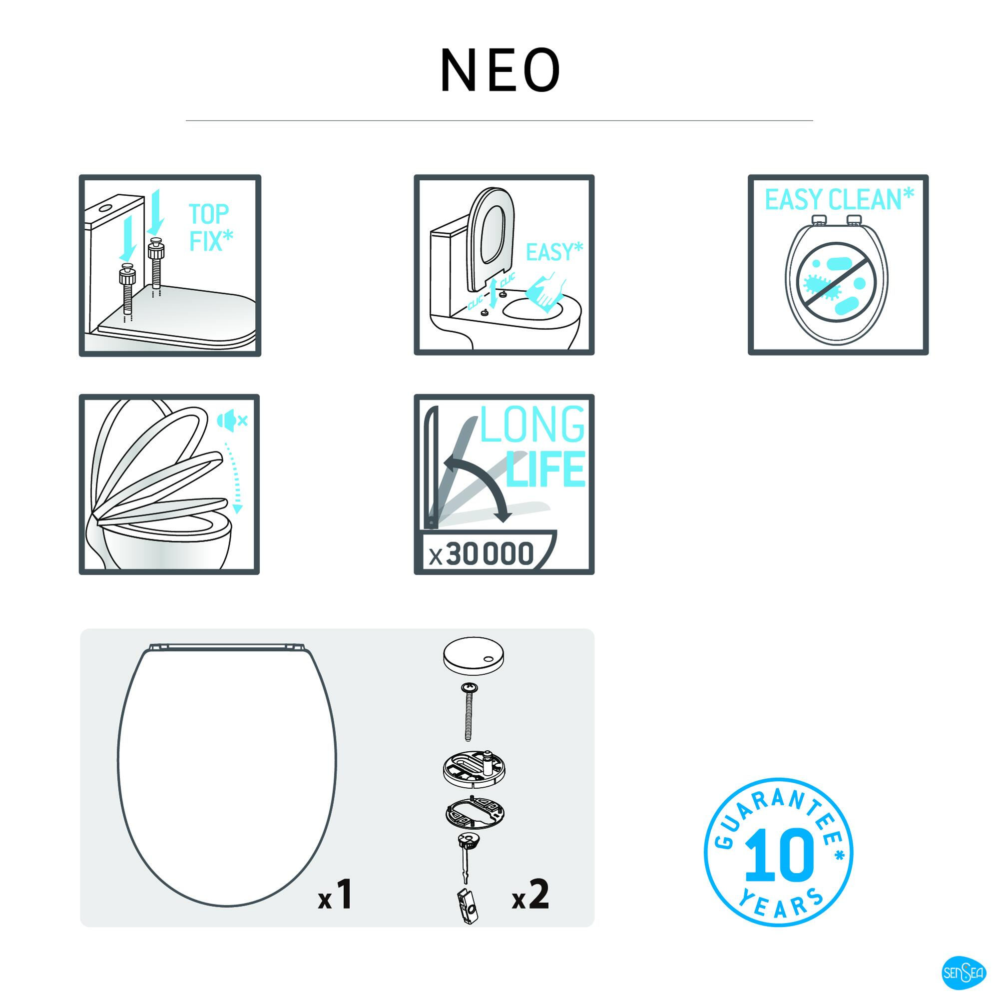 Tapa WC SENSEA Neo Slim Square amortiguada blanco | Leroy Merlin
