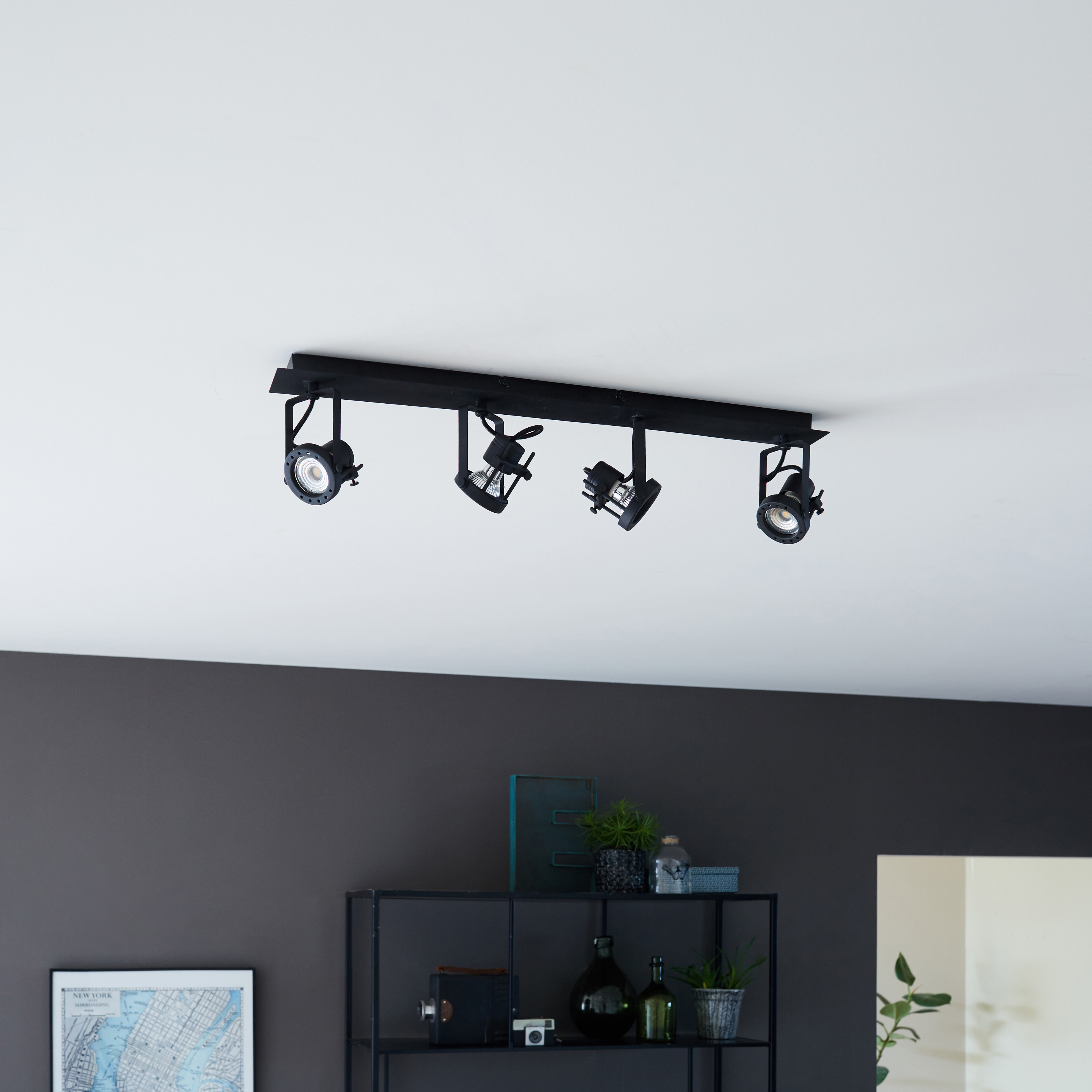 Faretto decorativo senza fonte luminosa 4 luci Technic nero opaco GU10 ...