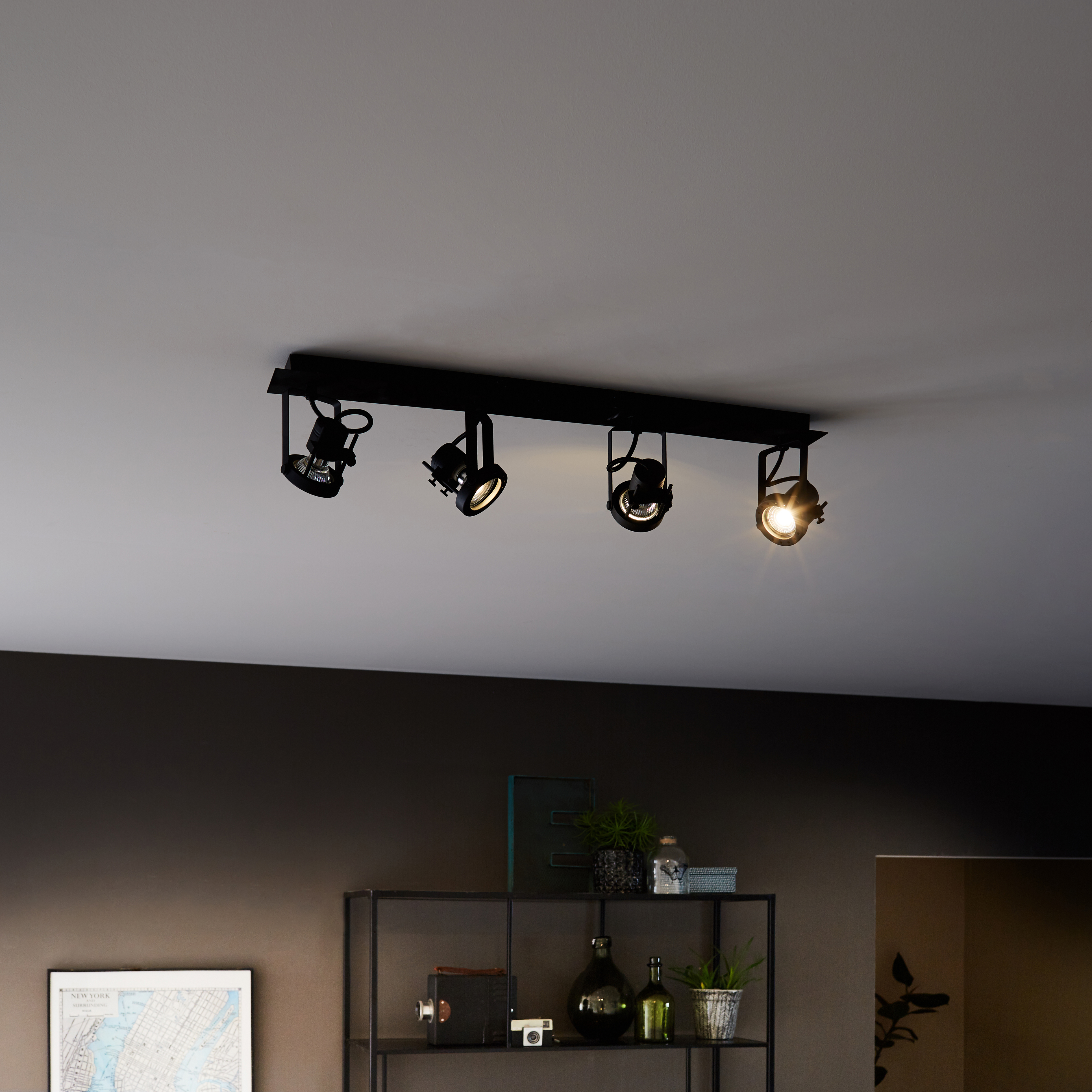 Faretto decorativo senza fonte luminosa 4 luci Technic nero opaco GU10 ...