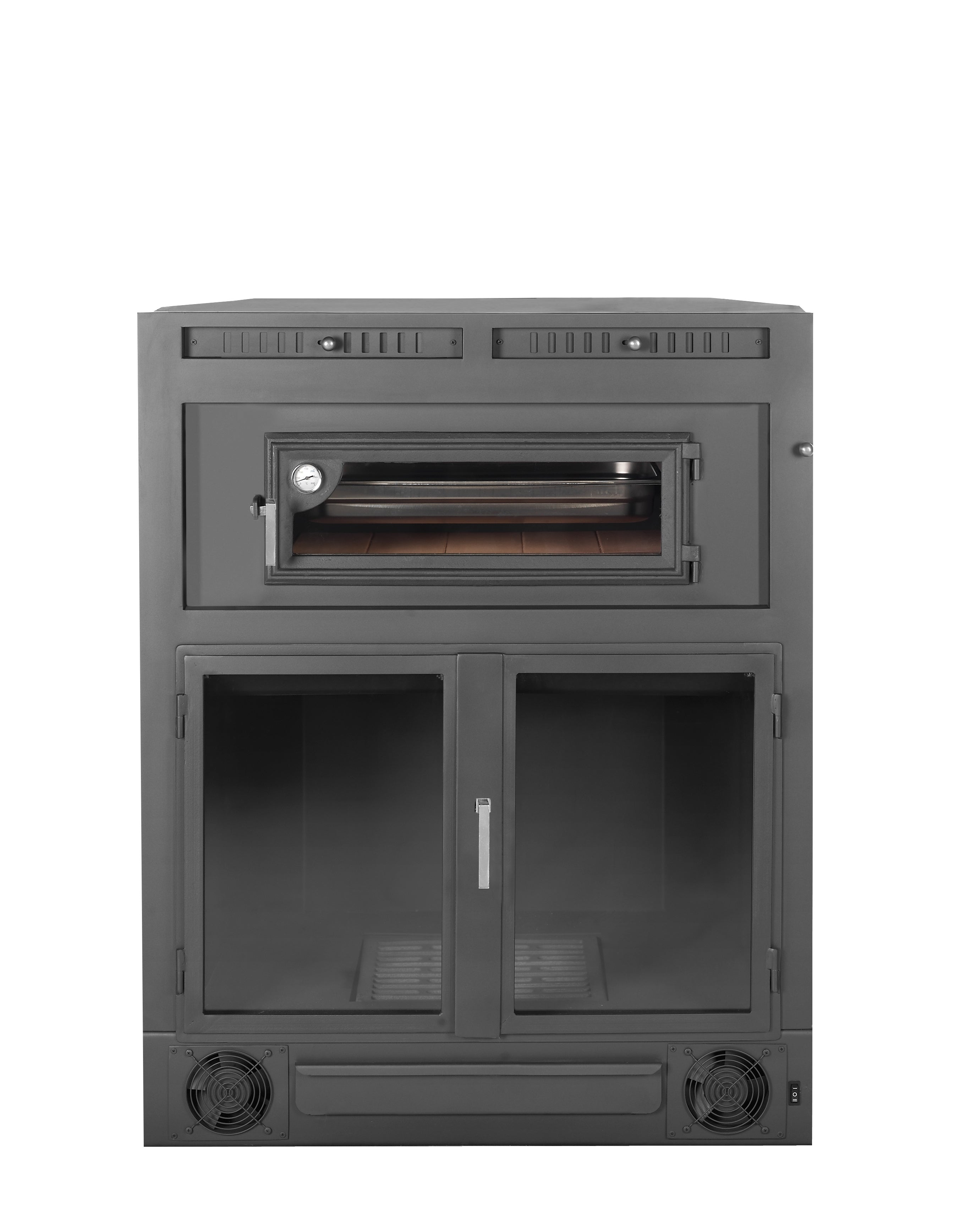 Hogar de leña con horno JOYMA London 70 15 kW puertas | Leroy Merlin