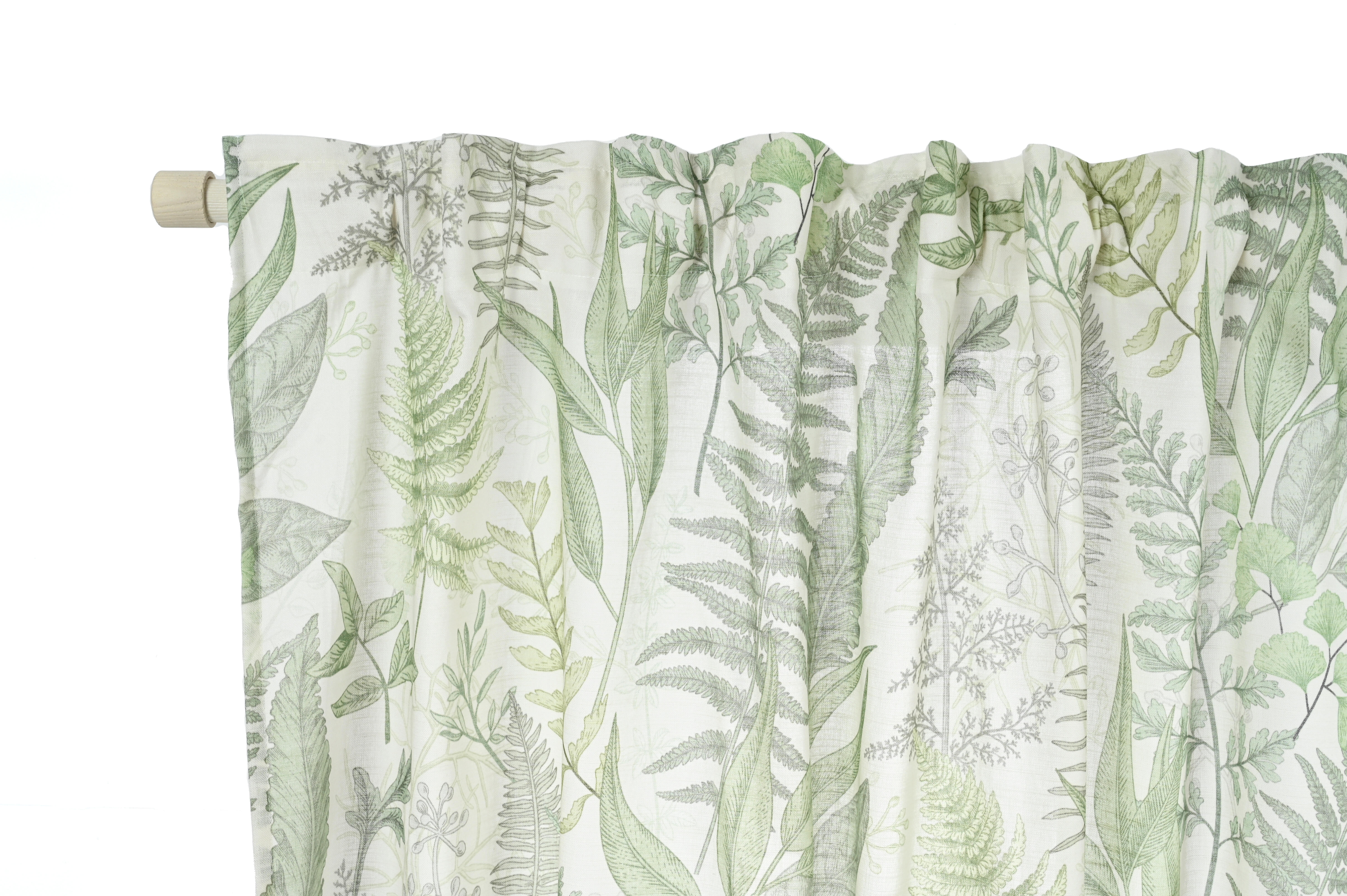 Visillo cinta frunce Zimas algodón INSPIRE floral verde de 140x270cm ...