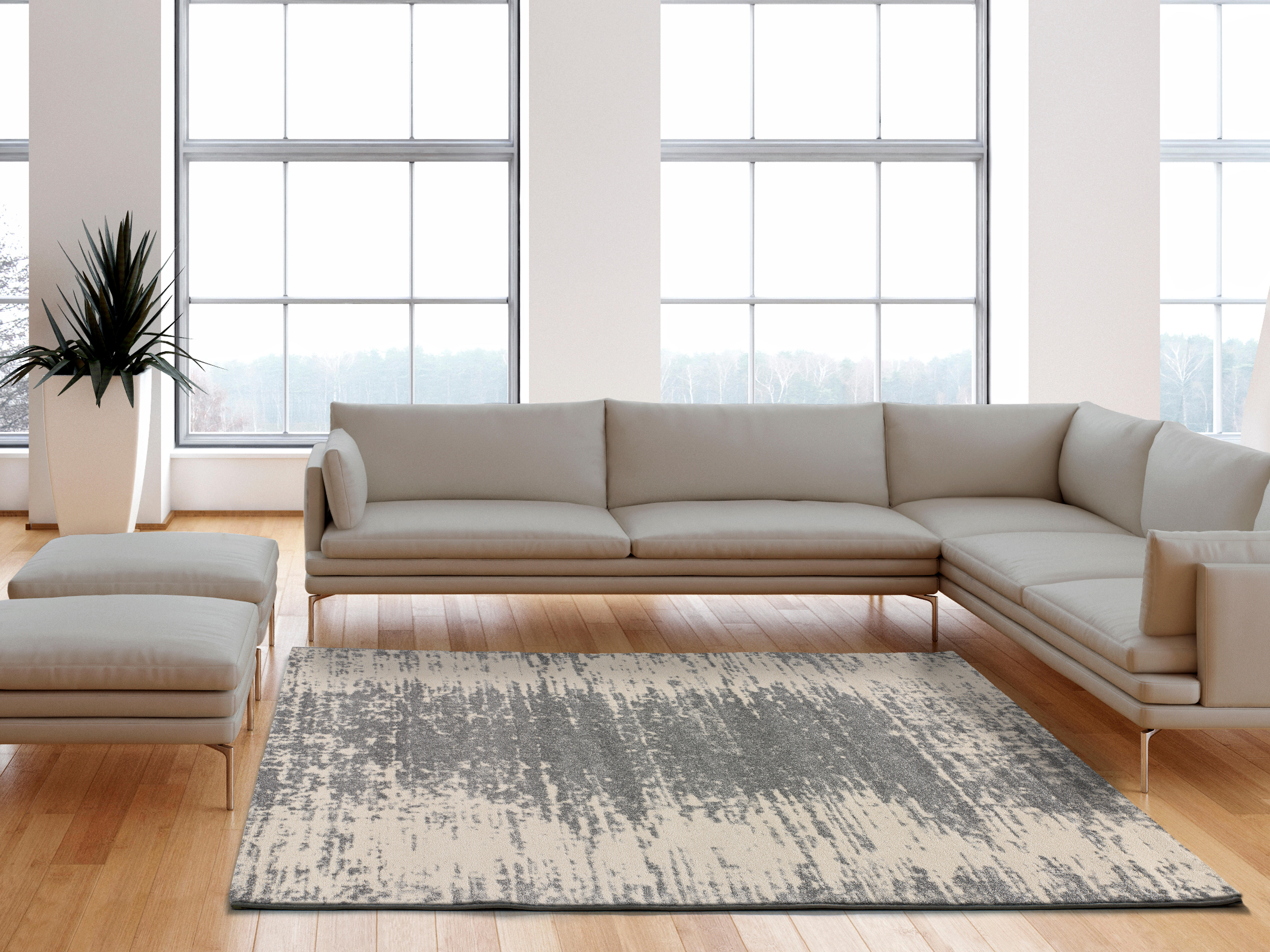 Alfombra polipropileno Strech Sunset gris 160x230cm | Leroy Merlin