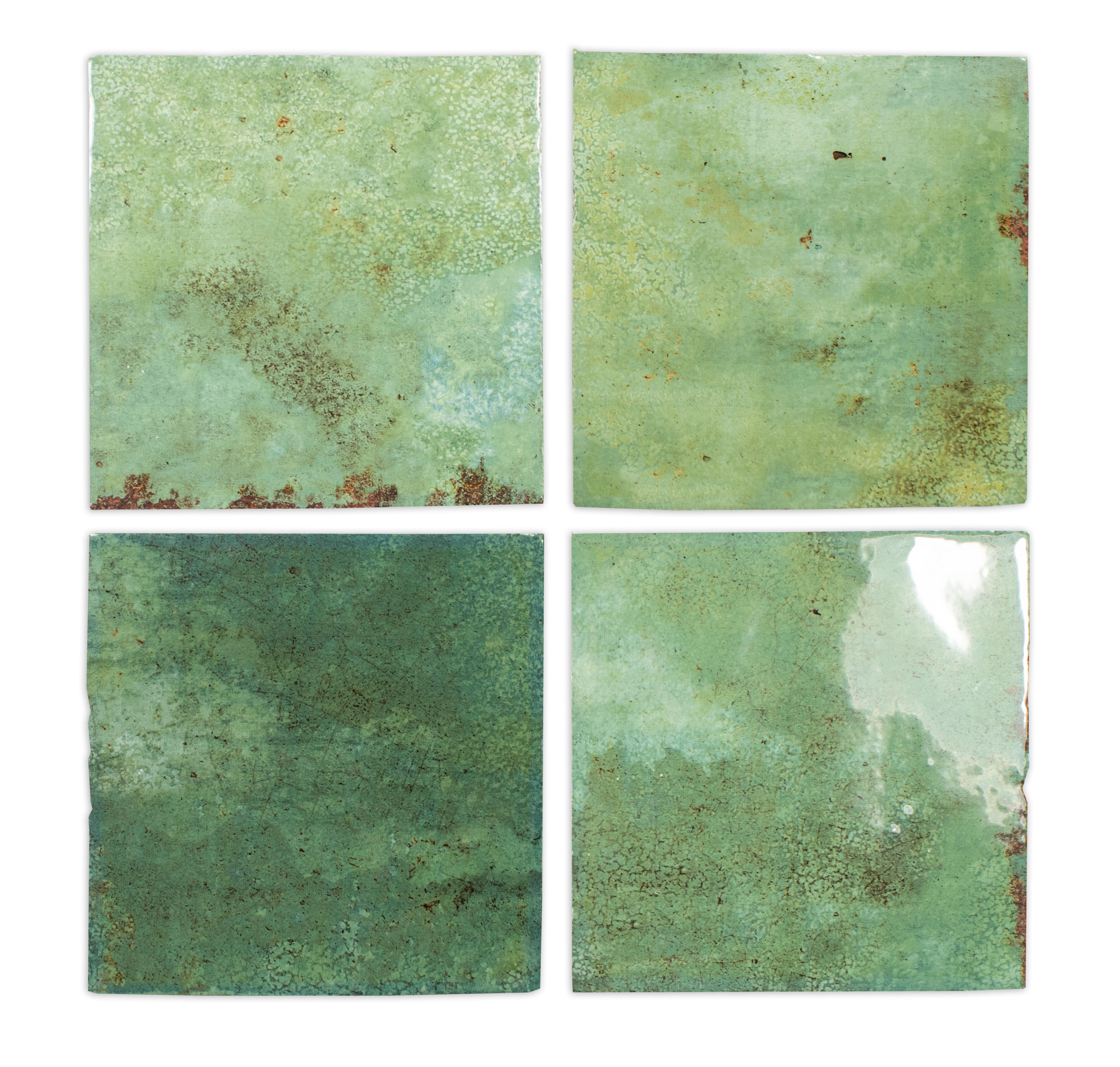 Azulejo cerámico Enamel efecto zellige verde 12.5x12.5 cm | Leroy Merlin