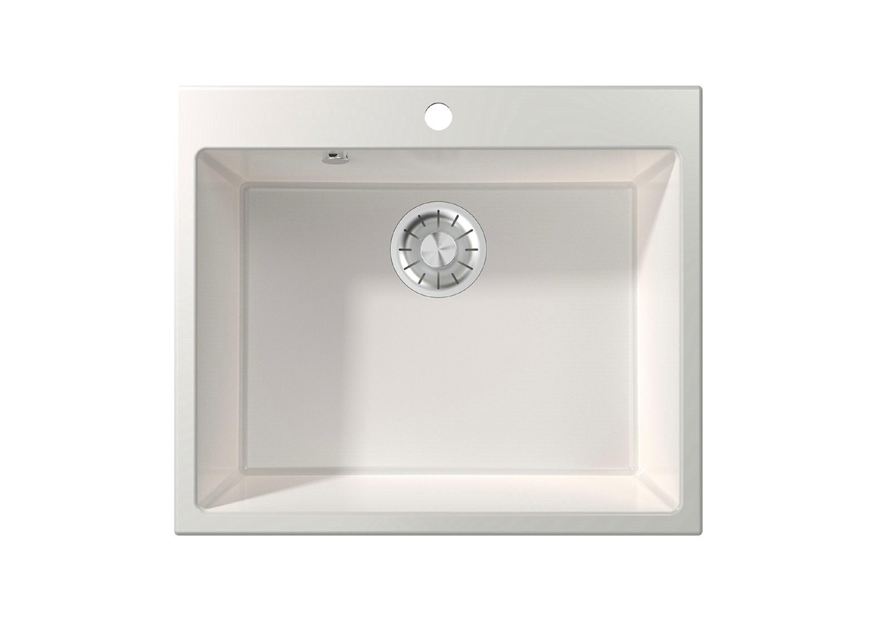 Fregadero 1 seno de resina rectangular INTERBANY Menorca blanco 50.3x59 ...