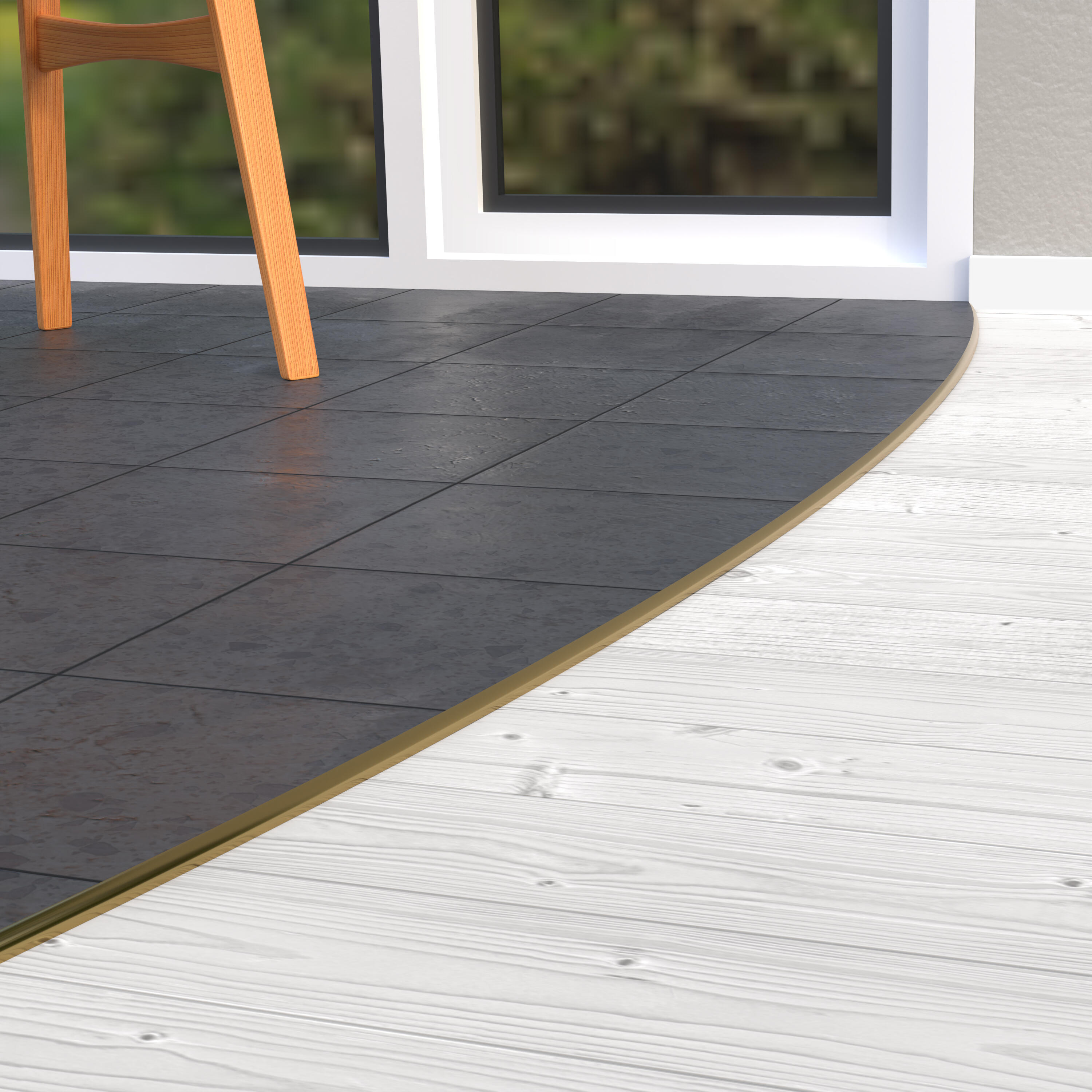 Quart-de-rond pliable mur/sol brillant naturel laiton STANDERS L ...