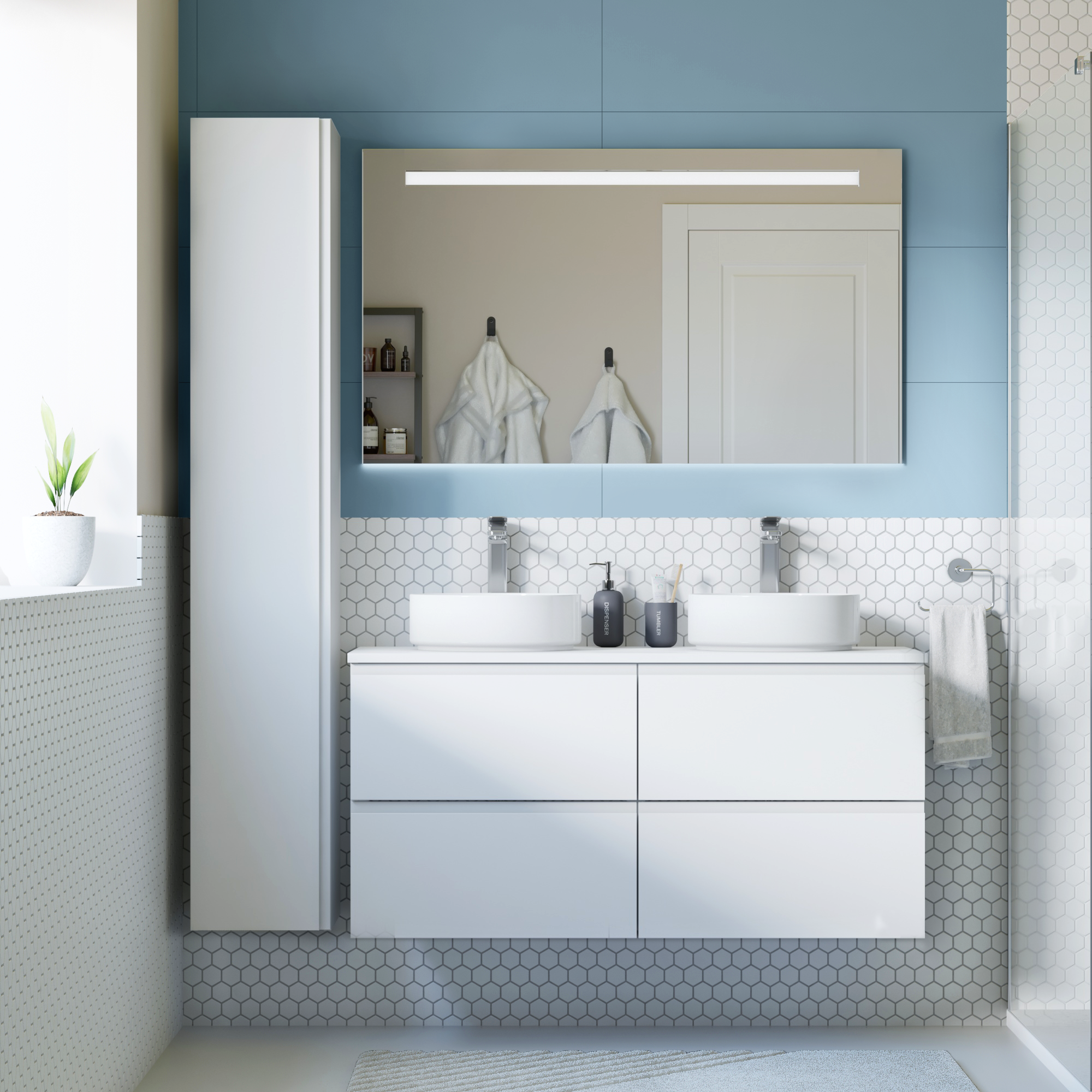 Meuble double vasque l.120 x H.58 x P.46 cm, blanc mat, Remix | Leroy Merlin