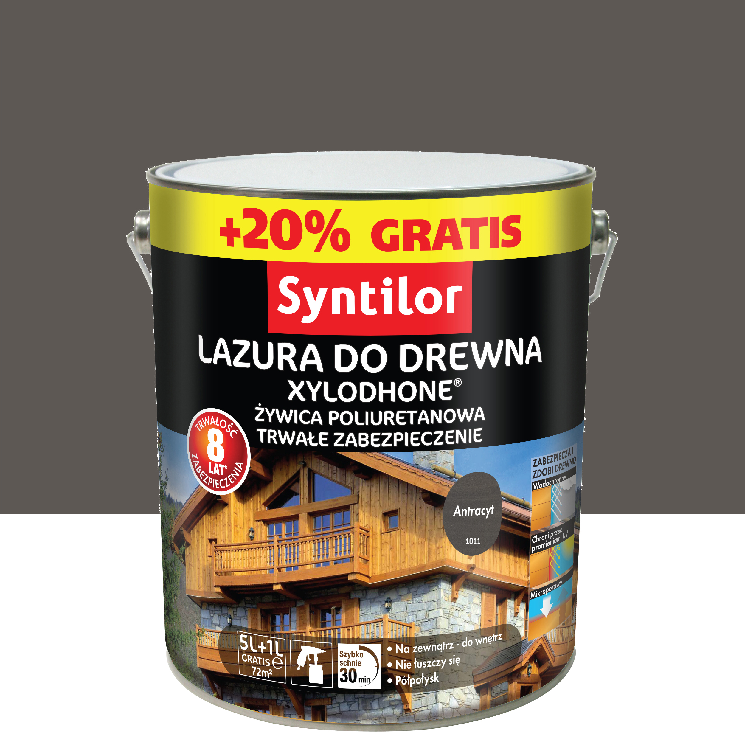 Lazura do drewna Xylodhone HP 5 l + 20% Antracyt Syntilor - Leroy Merlin