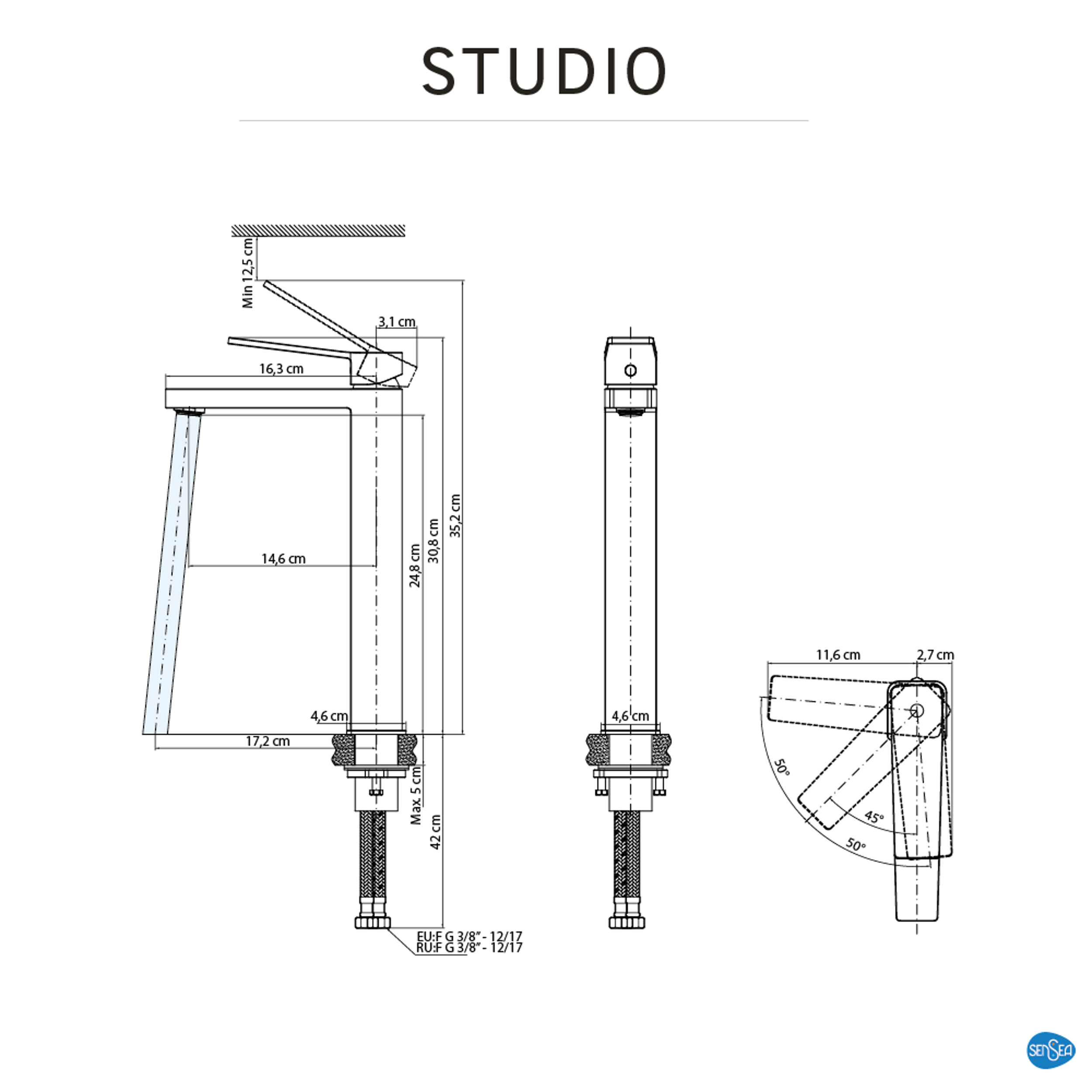 Grifo lavabo SENSEA Studio negro | Leroy Merlin