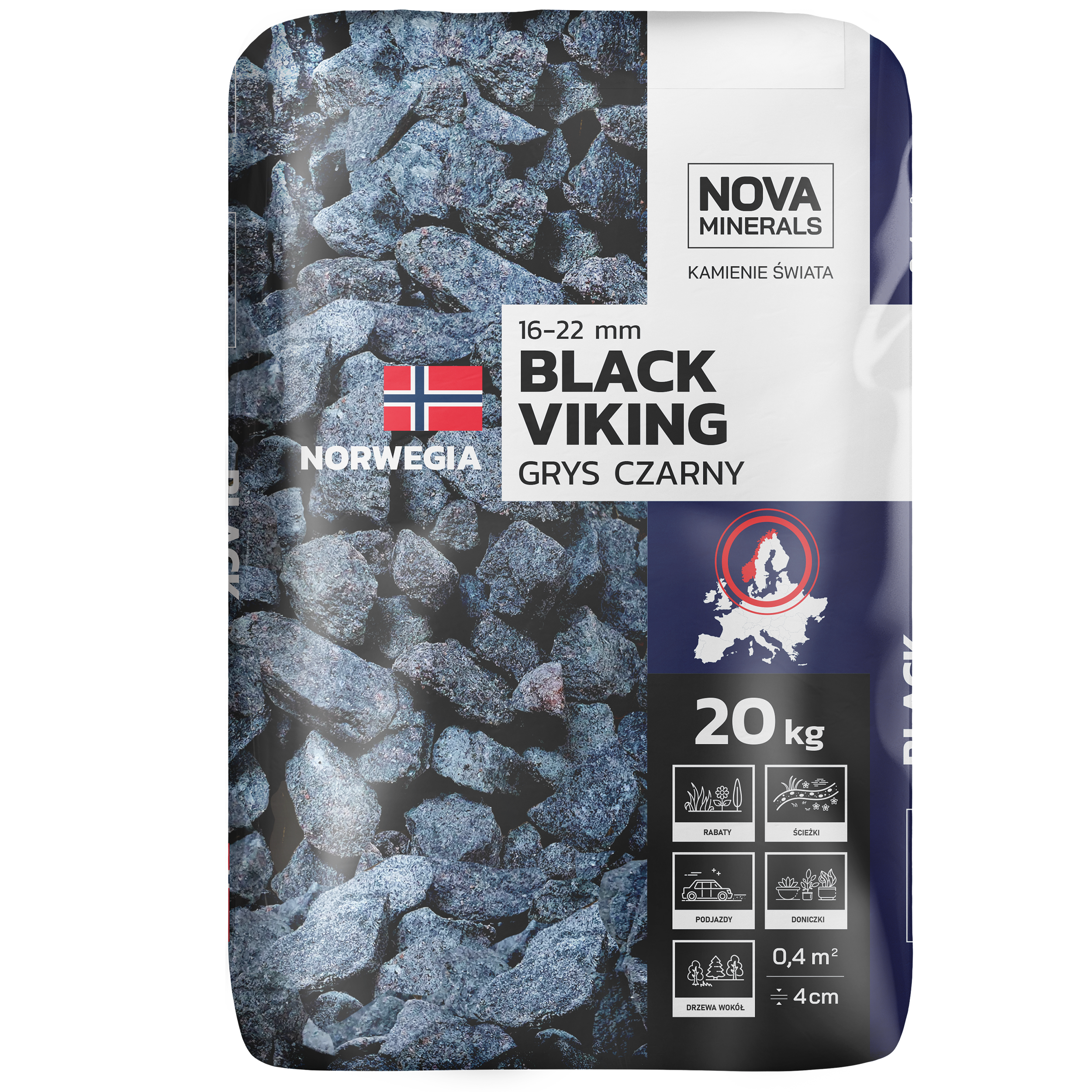 Grys Black viking 16-22mm 20kg czarny NOVA MINERALS - Leroy Merlin