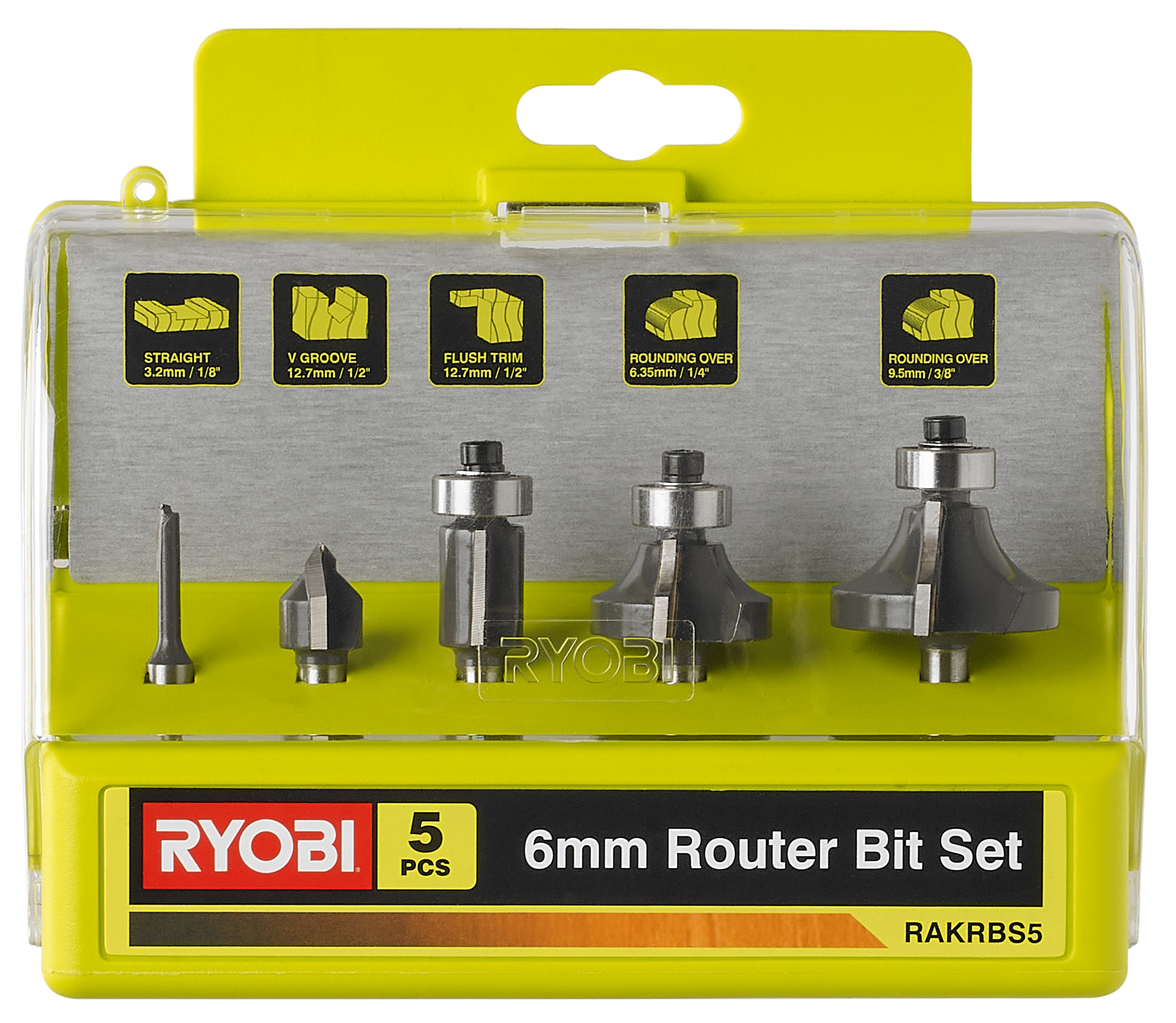Zestaw frezów do drewna RAKRBS5 5 szt. uchwyt 6 mm RYOBI - Leroy Merlin