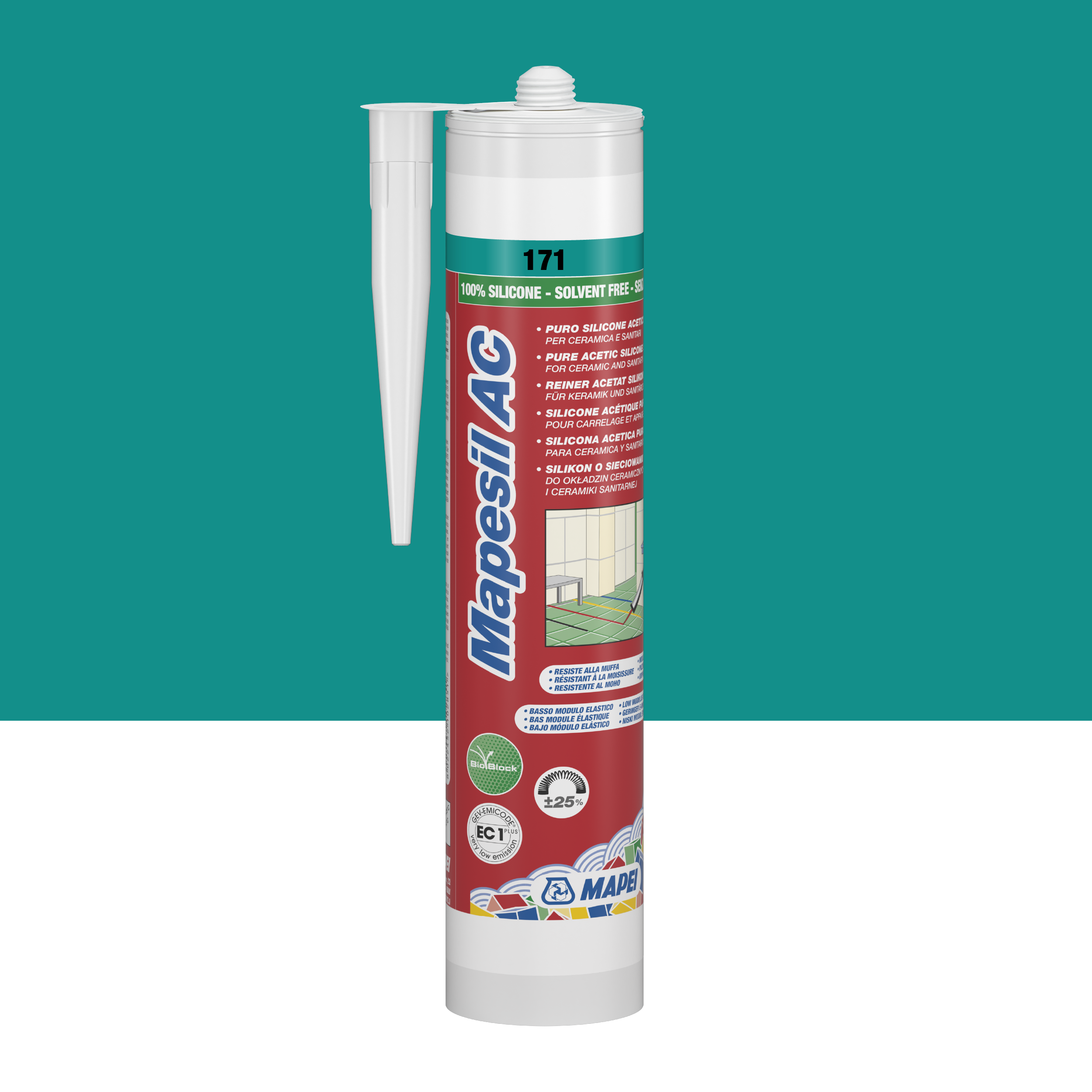 Silikon sanitarny Mapesil AC 171 310 ml Turkusowy Mapei - Leroy Merlin