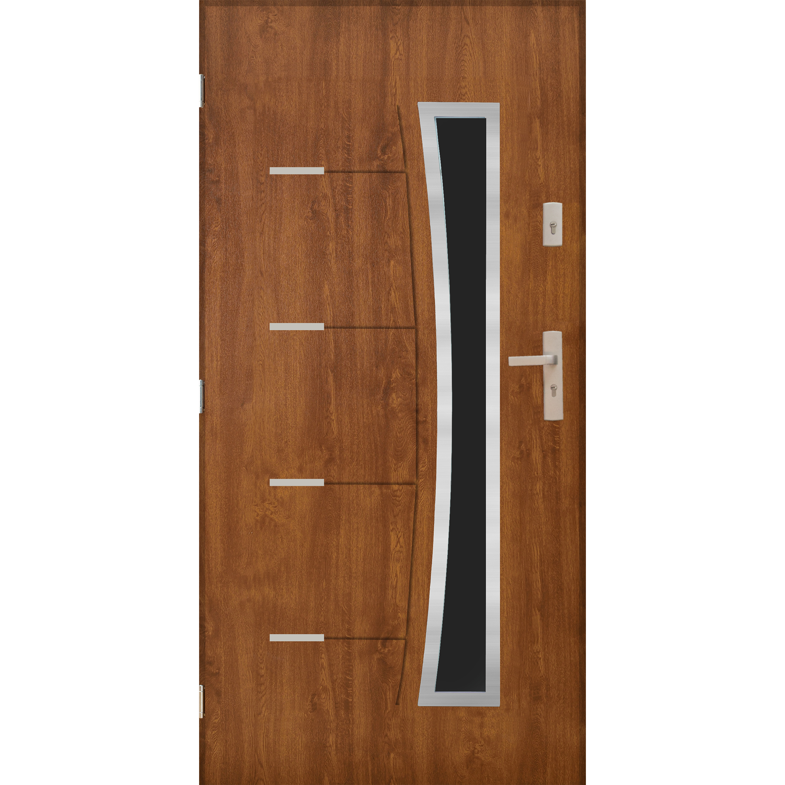 Drzwi zewnętrzne stalowe wejściowe Lyon 2 Złoty Dąb 90 lewe Pantor ...