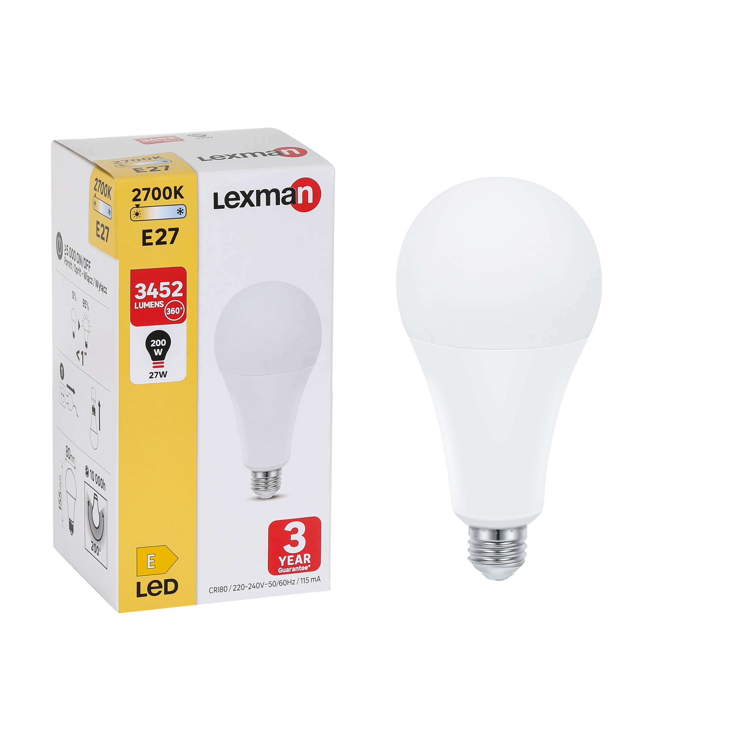 Ampoule led plastique, E27, 3452Lm = 200W, blanc chaud, LEXMAN | Leroy ...