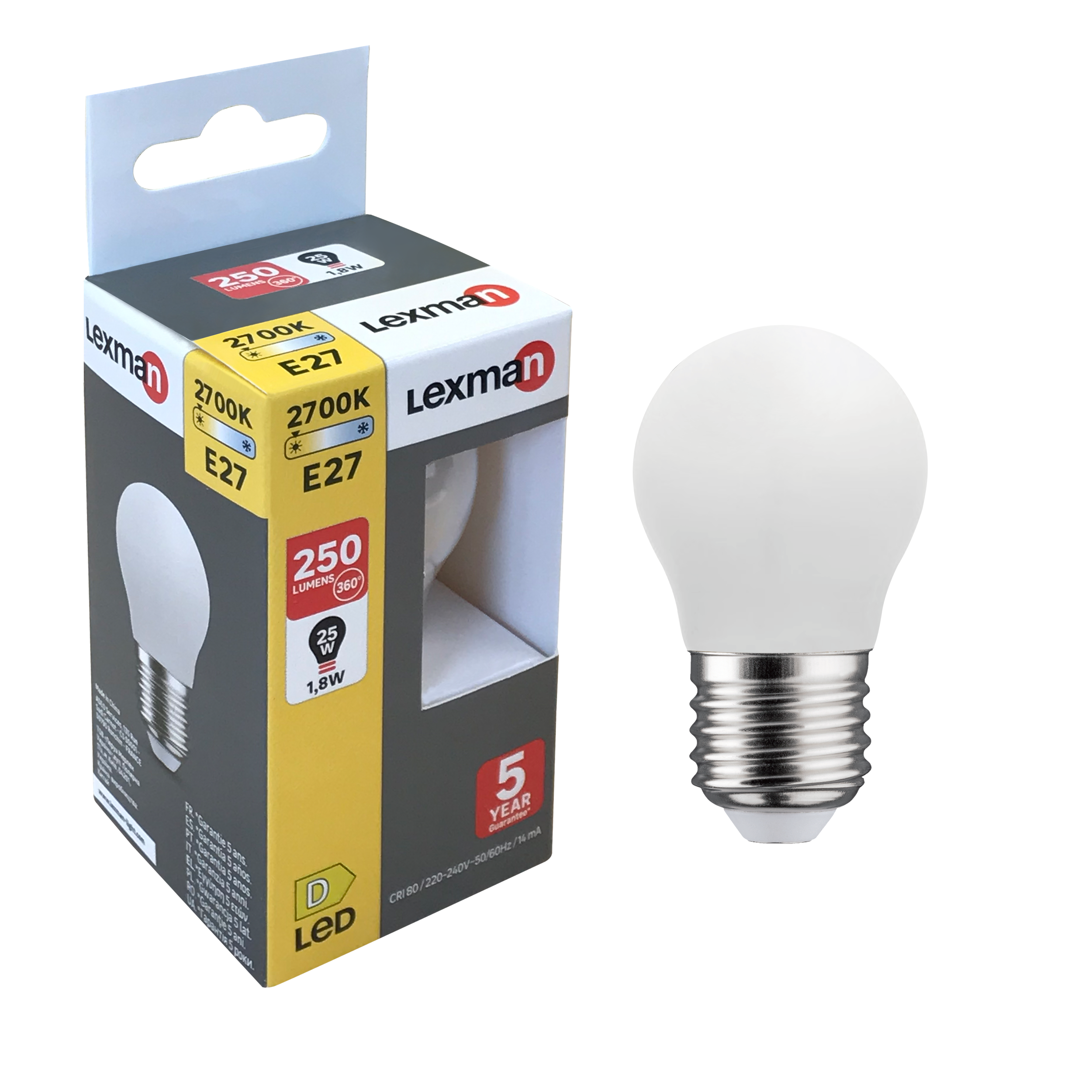 Żarówka LED E27 1.8 W = 25 W 250 lm Ciepła biel Lexman - Leroy Merlin