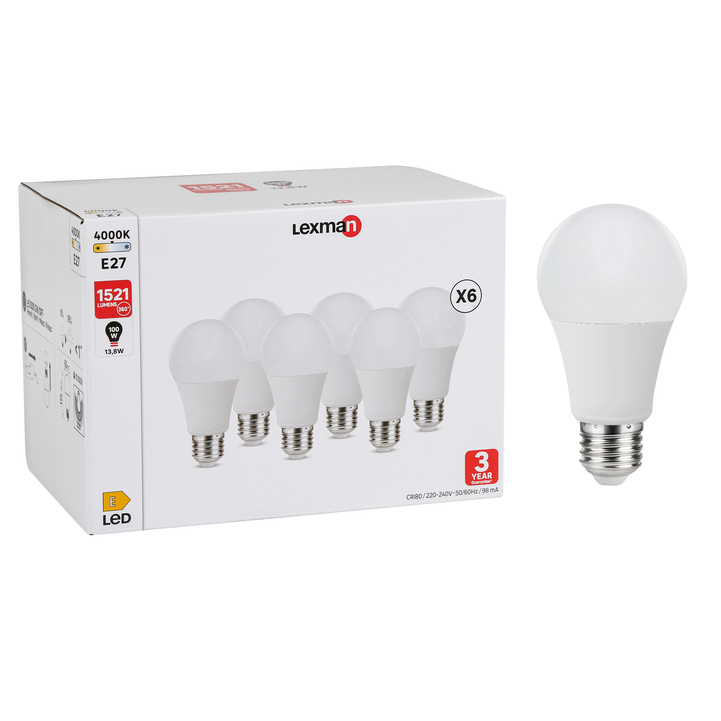 Lot de 6 ampoules led plastique, E27, 1521Lm = 100W, blanc neutre ...