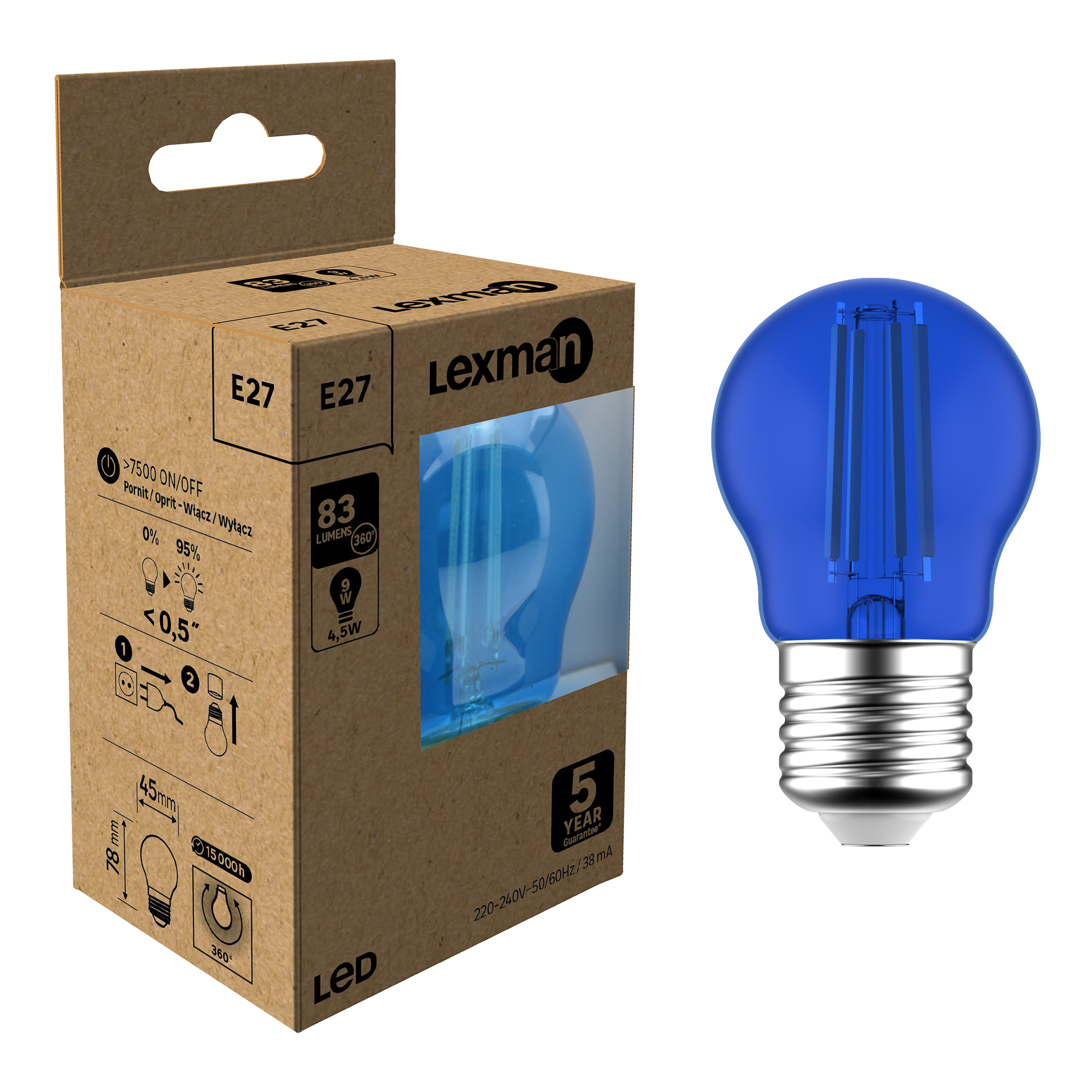 Żarówka dekoracyjna LED E27 4,5 W = 9 W 83 lm Lexman - Leroy Merlin