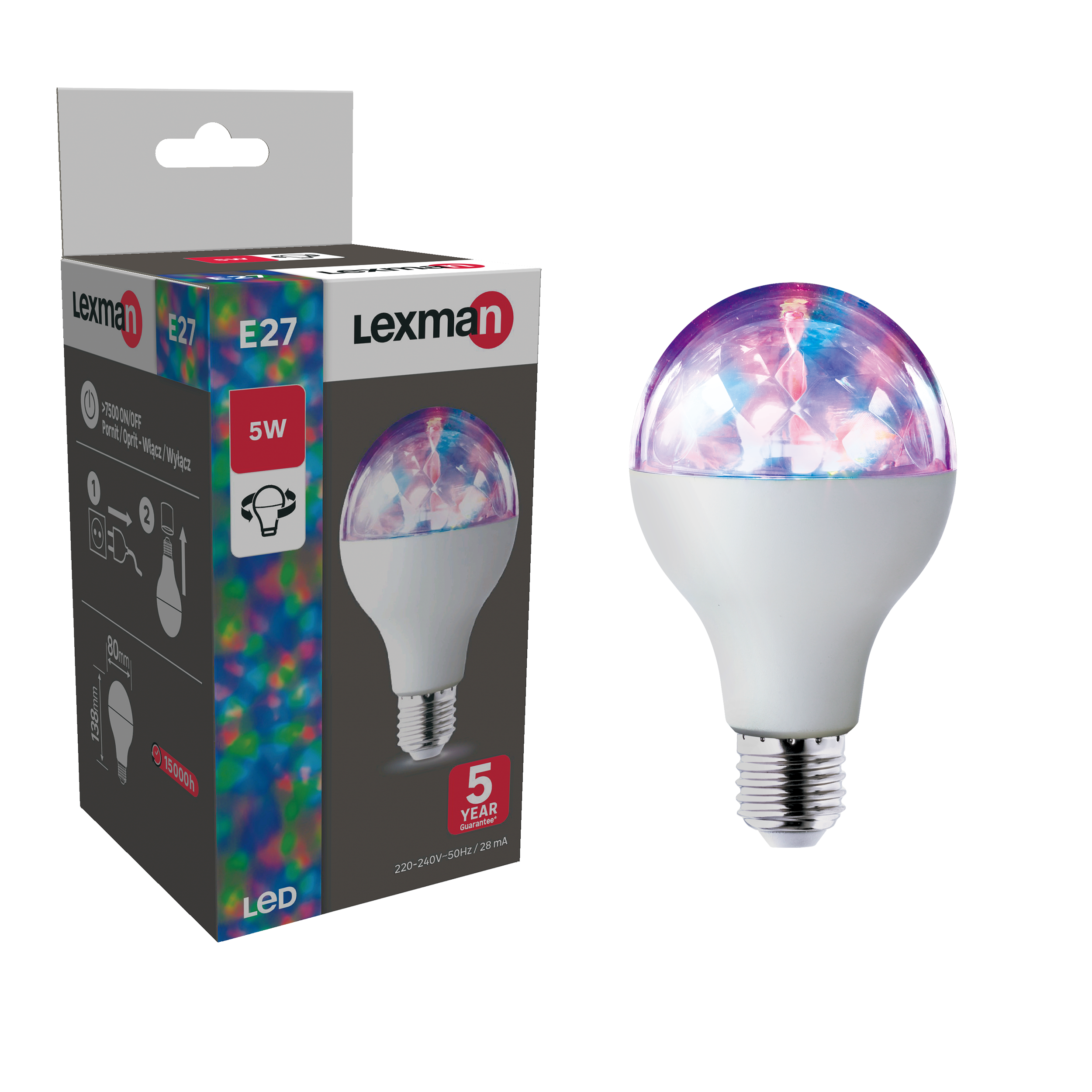 Ampoule disco led standard E27 5 W, LEXMAN | Leroy Merlin