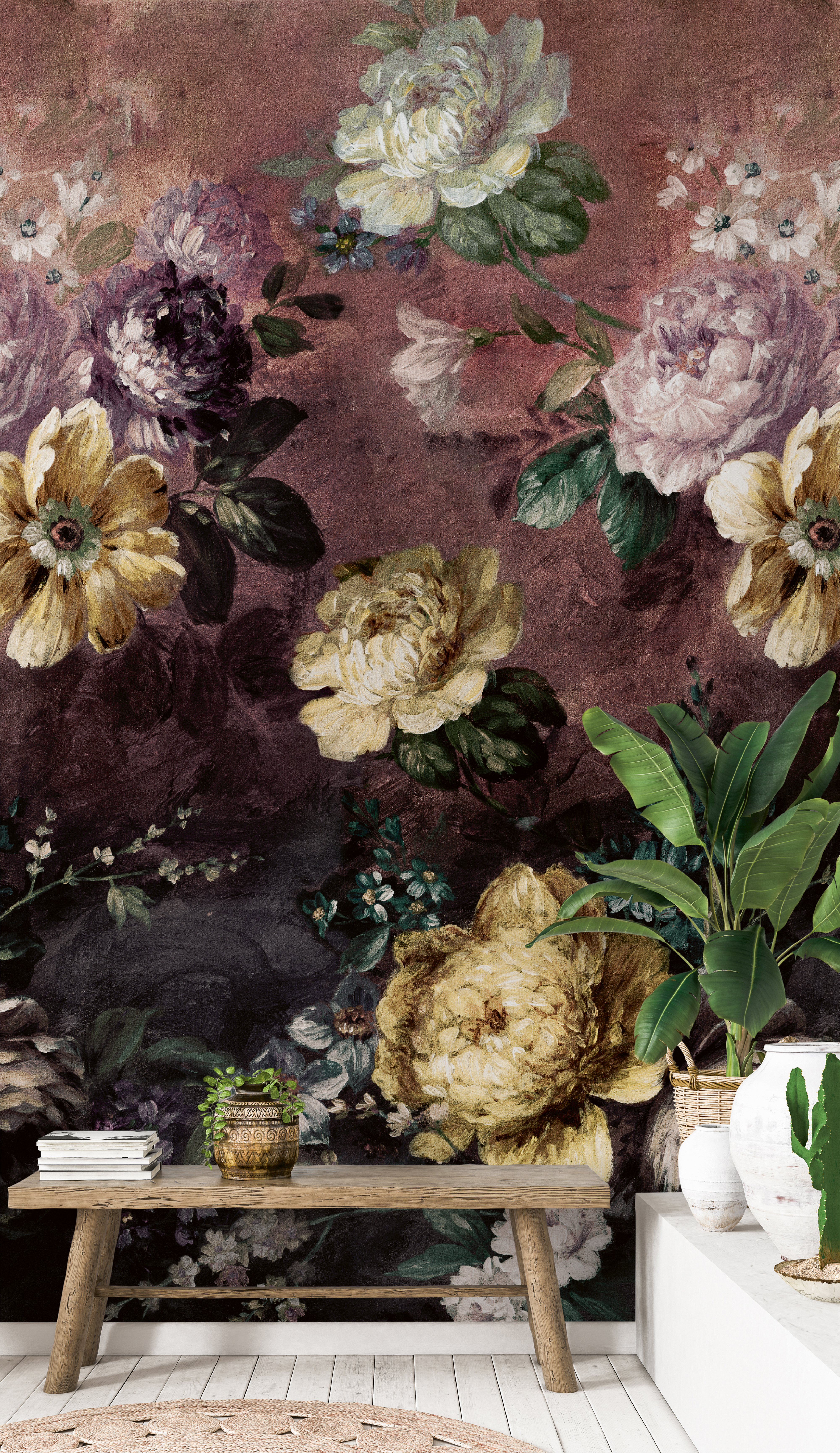 Tapeta panoramiczna Wornout Flowers kwiaty 159 x 280 cm - Leroy Merlin