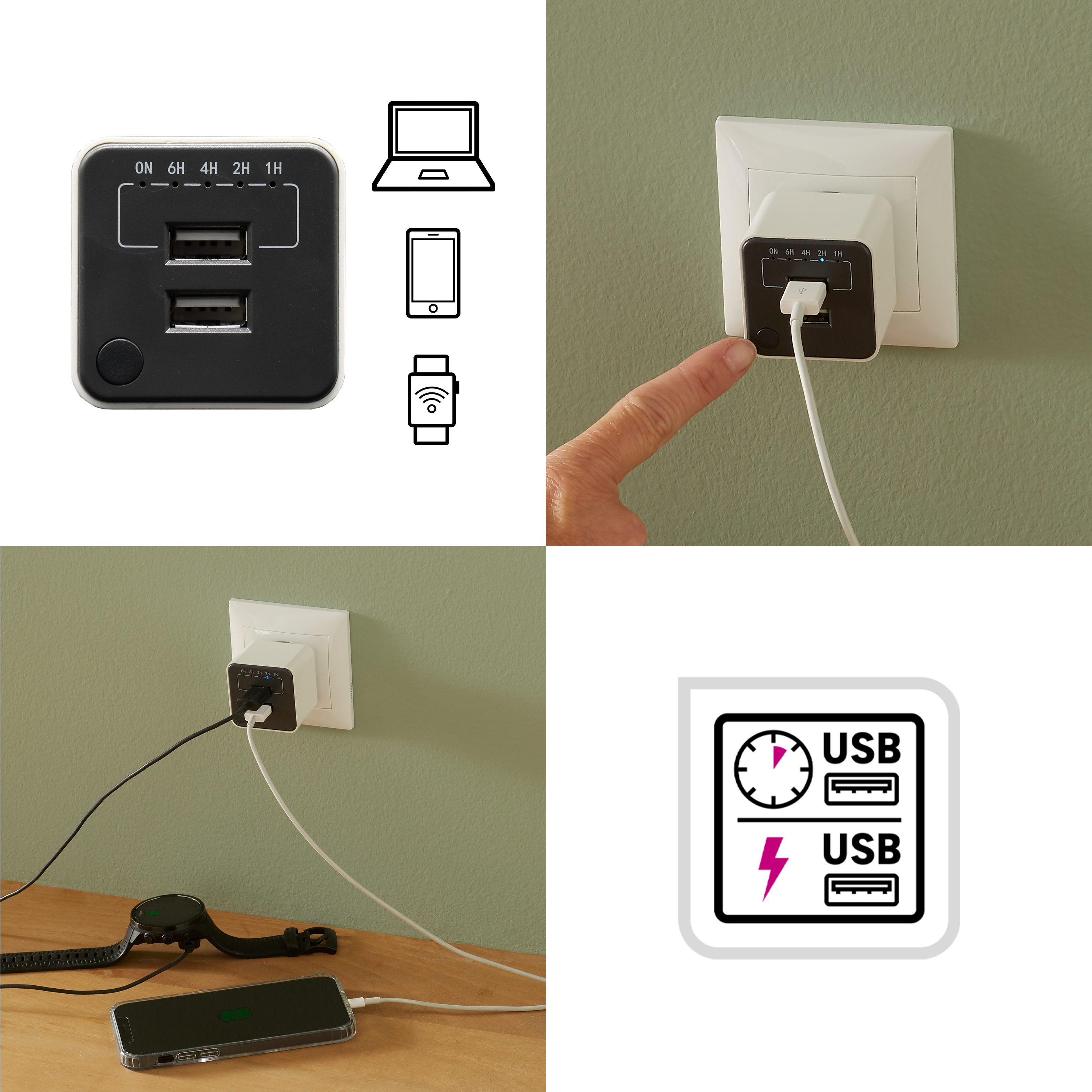 Programador LEXMAN con dos puertos USB en color negro | Leroy Merlin