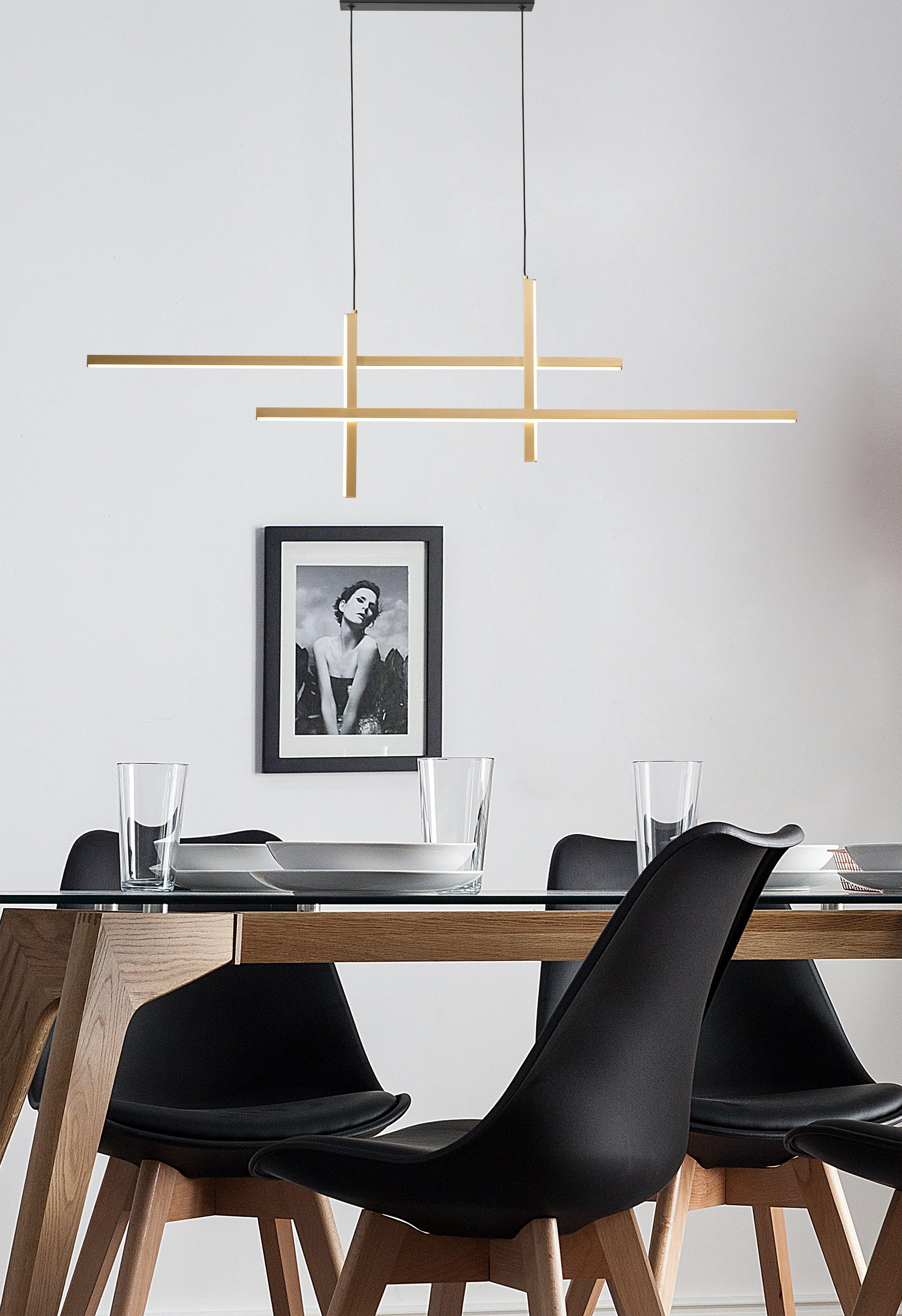 Lampadario LED glamour Trinidad nero, luce con 3 temperature di colore ...
