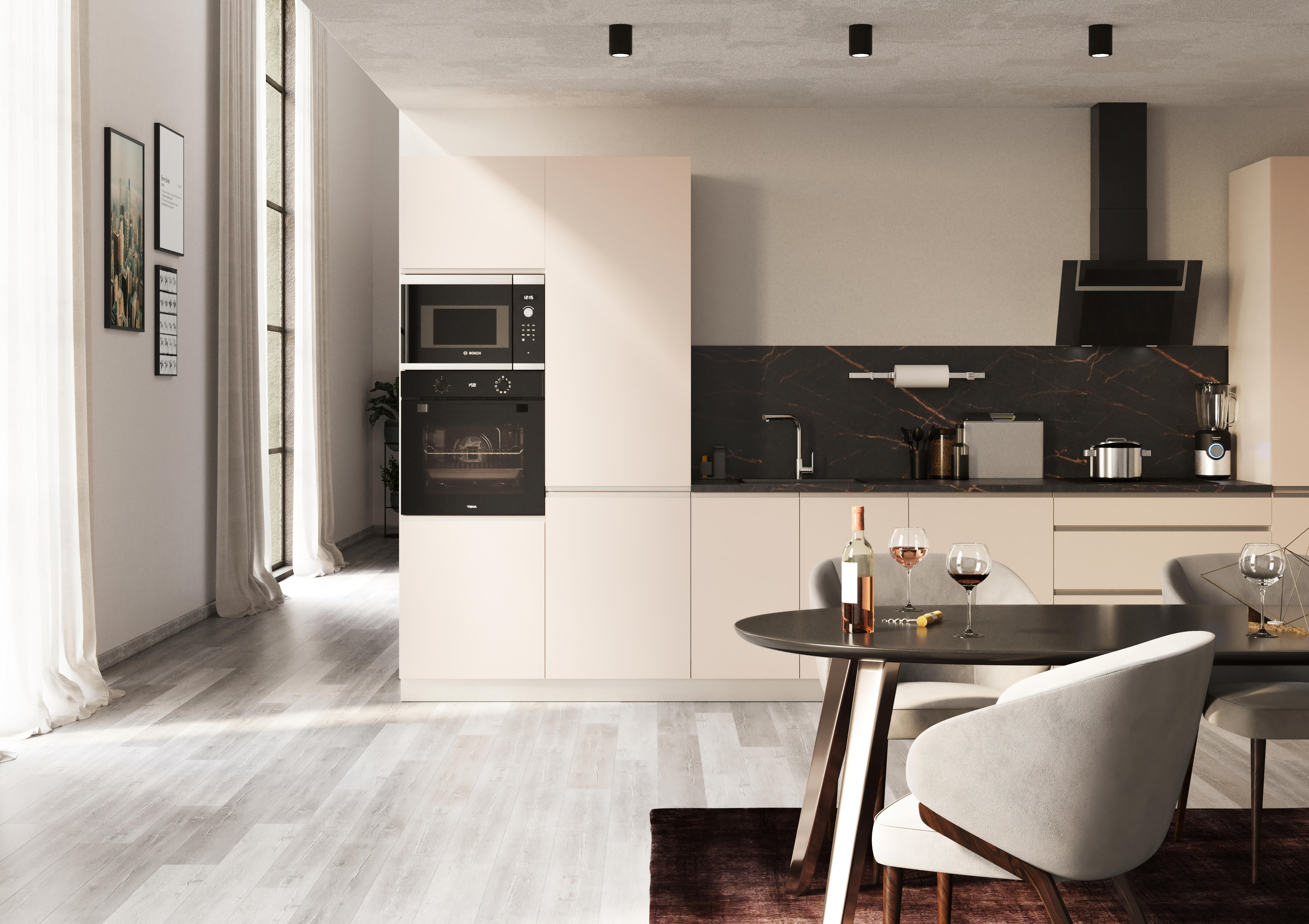 Una cocina en línea de diseño sofisticado y abierta al salón | Leroy Merlin