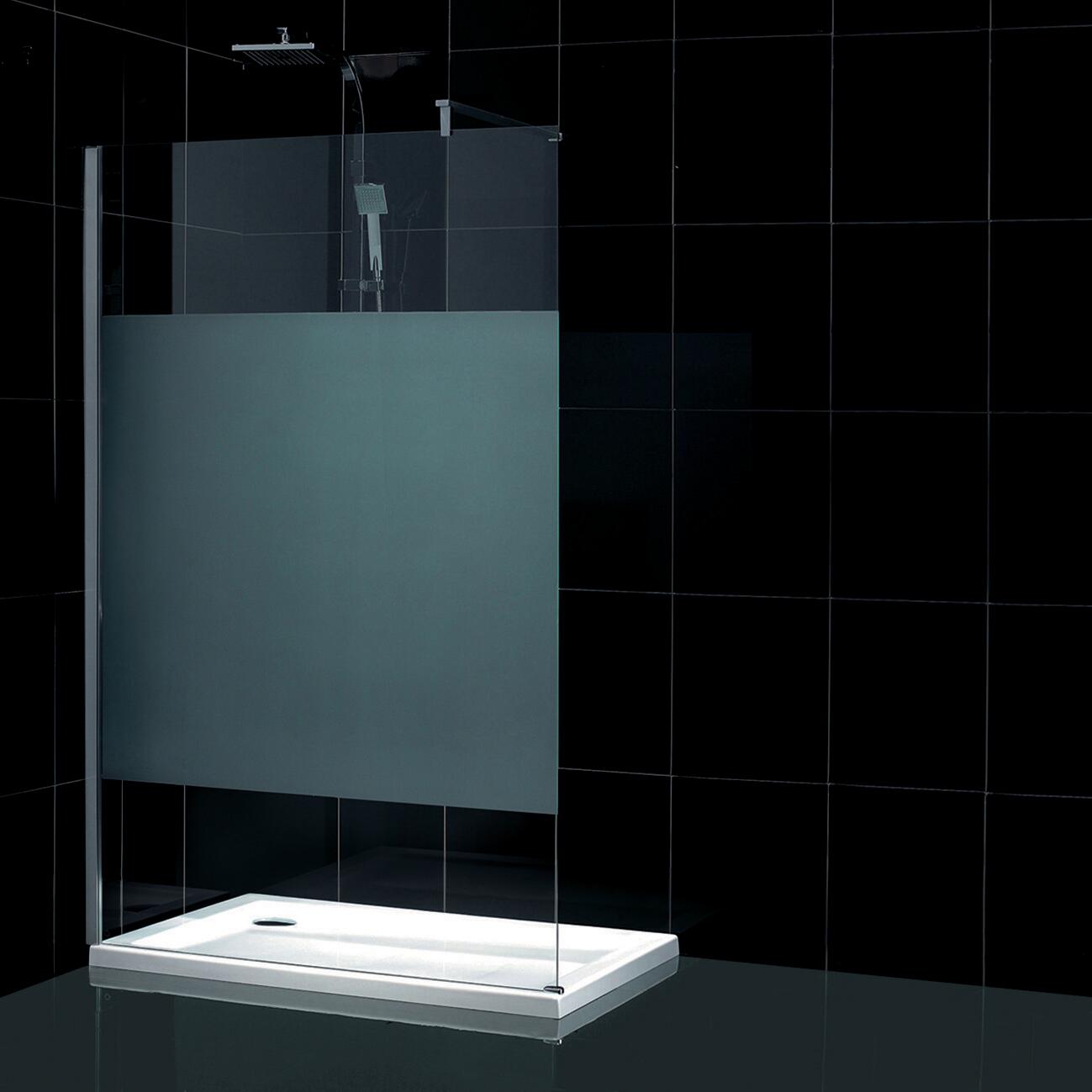 Box doccia walk-in open L 90 x H 195 cm, vetro 6 mm serigrafato cromo ...