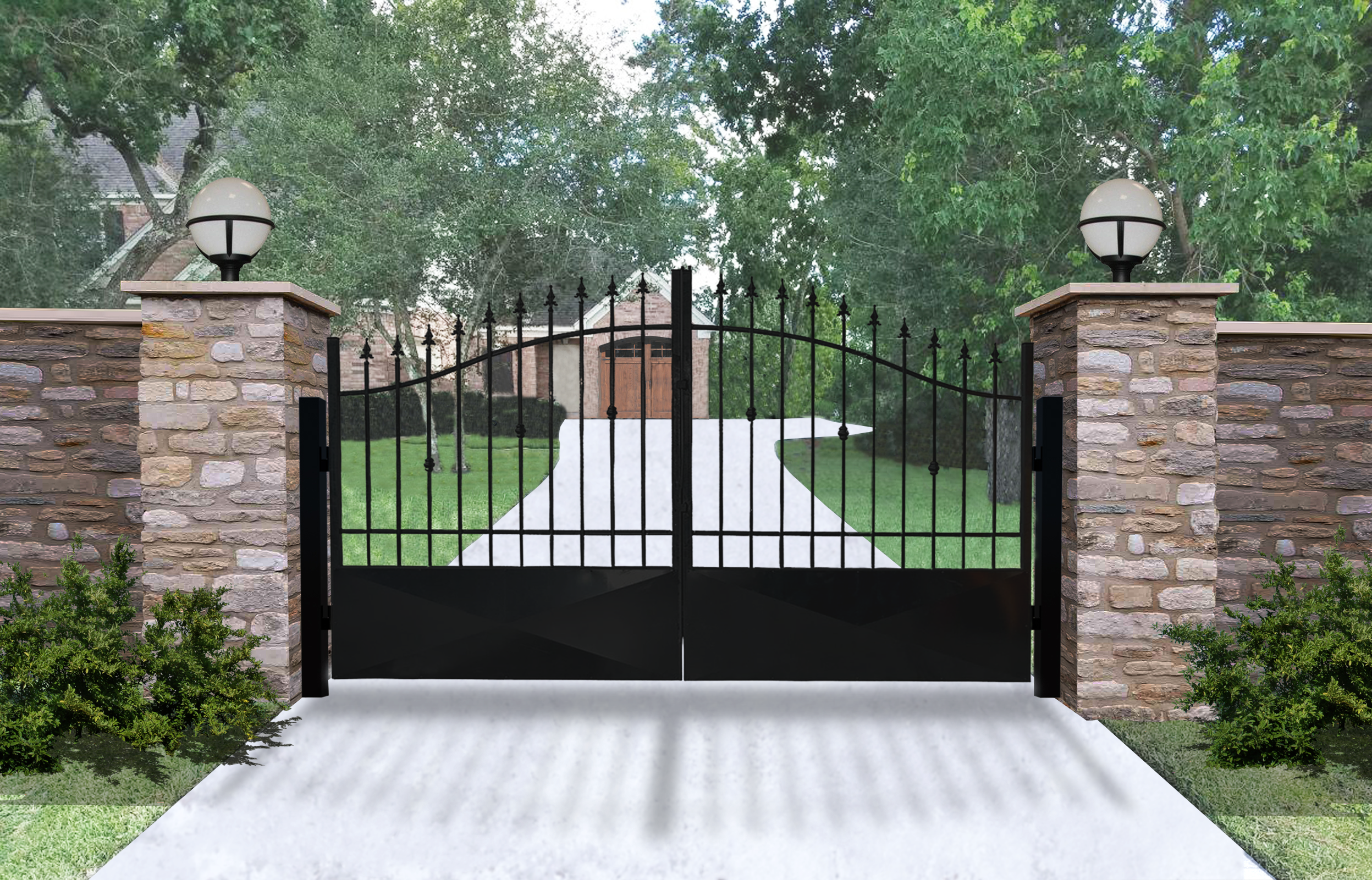 Cancello Monte bianco in ferro, apertura centrale, L 350 x H 180 cm, di ...