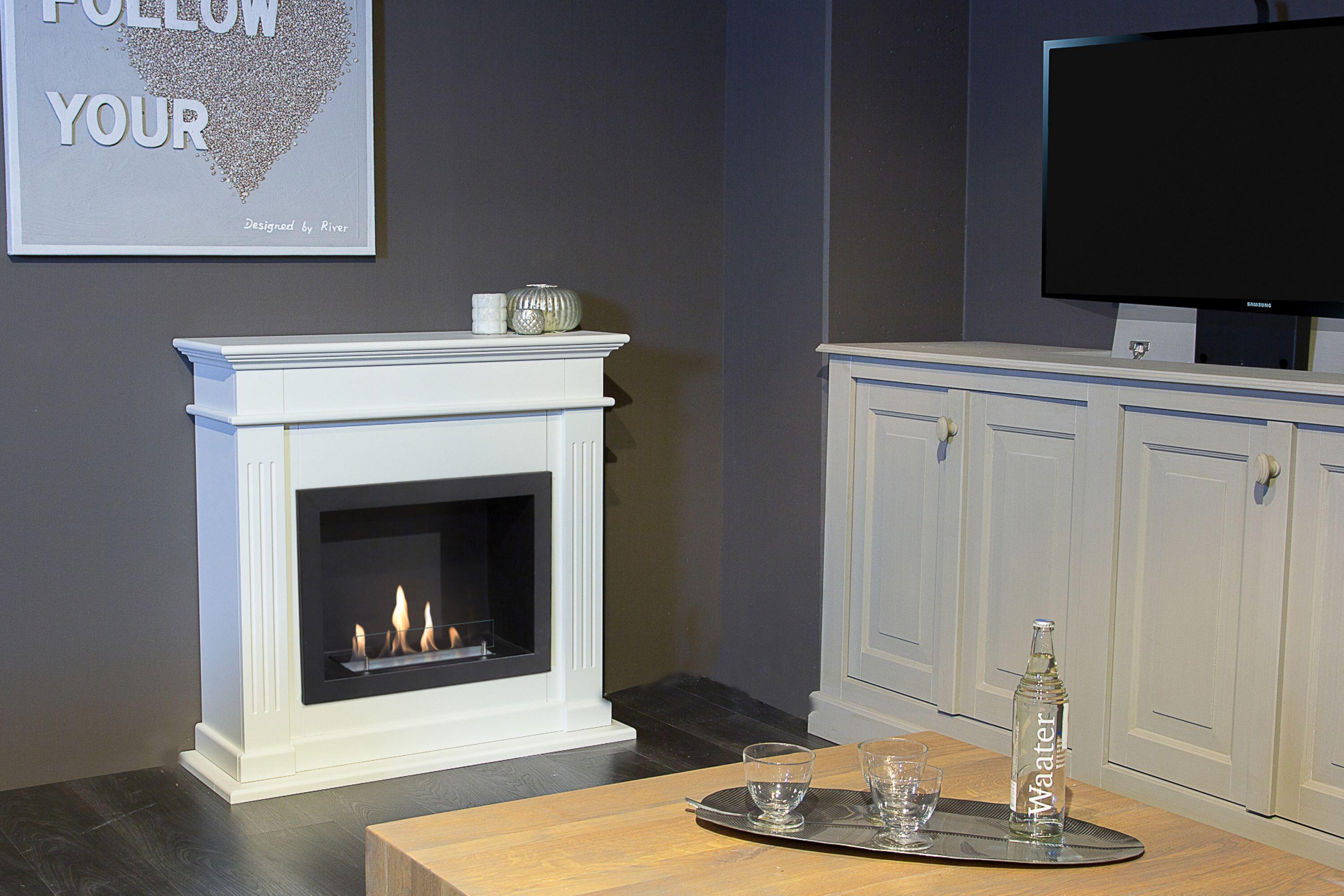 Chimenea bioetanol Riano + Revestimiento Elda Blanco | Leroy Merlin