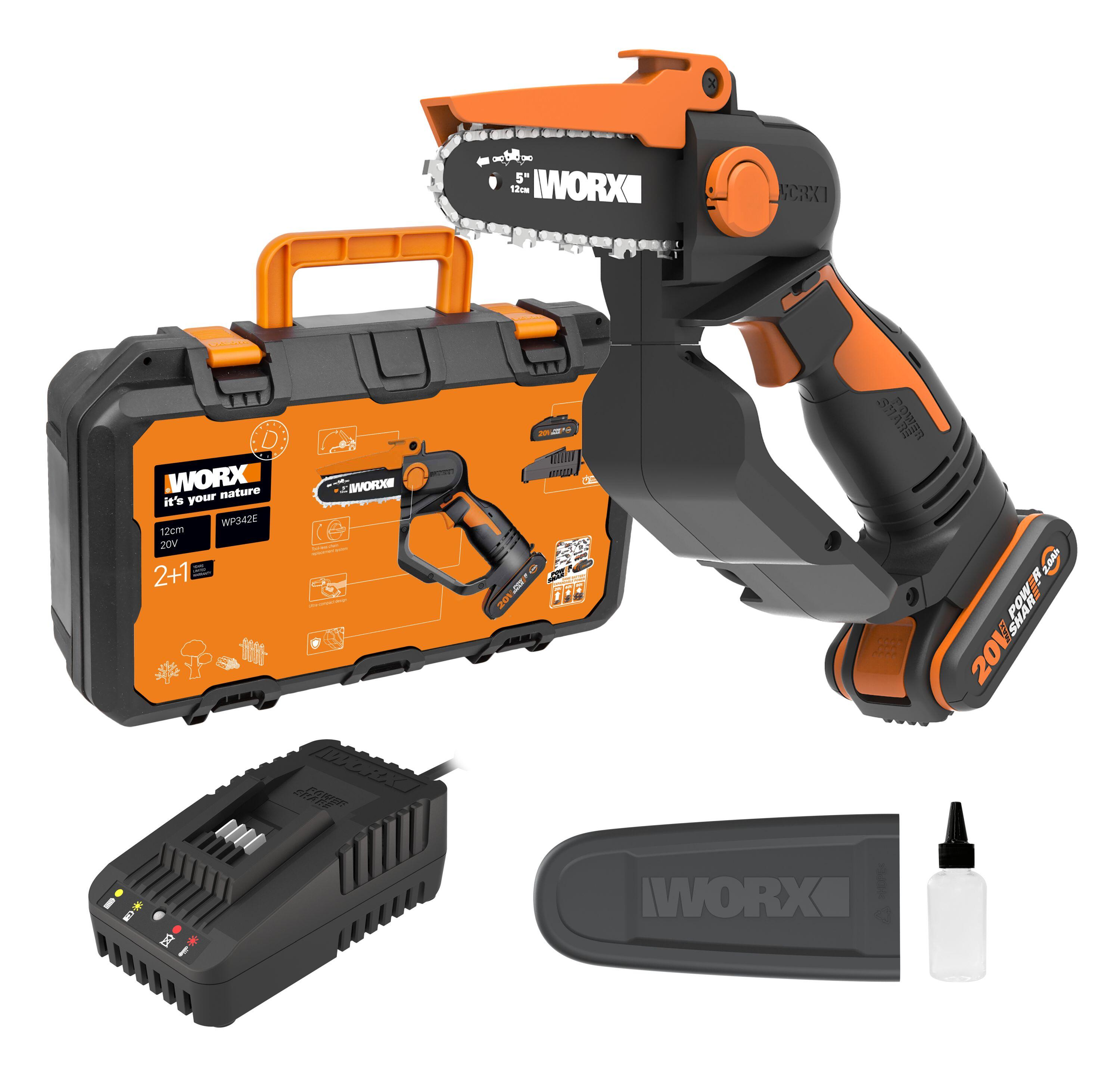 Motosega a batteria WORX Powershare WP342E.M 20V barra da 12 cm, 1 ...